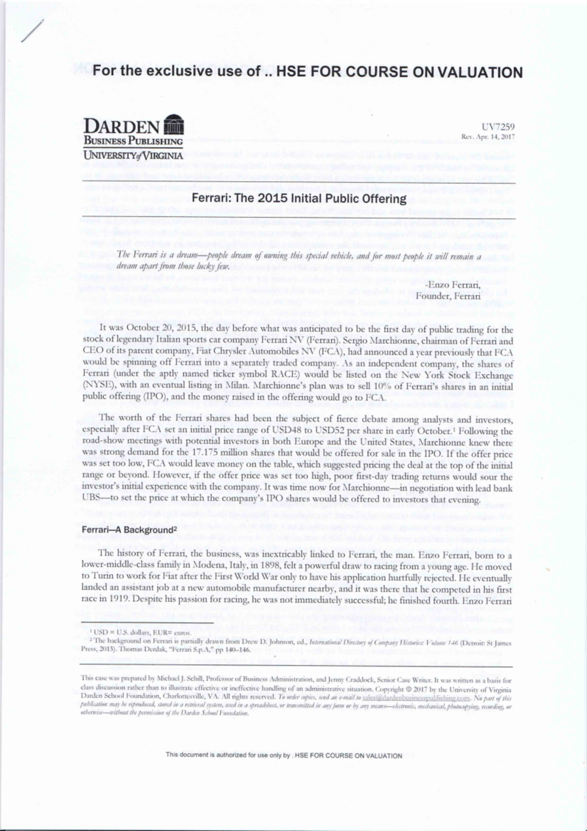 Company Ferrari IPO case - Macroeconomics - Studocu