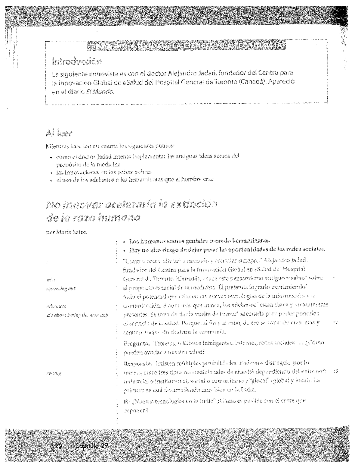 Reading/grammar practice spanish - Introducci6n La siguiente entrevista ...