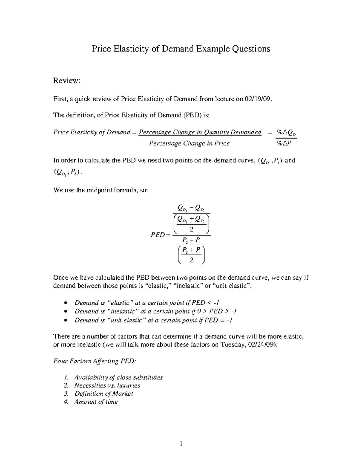 PED Quest Ans - yeeeeeeeeeeeeeeeeeeeeeeeeeeeeeeees - Price Elasticity ...