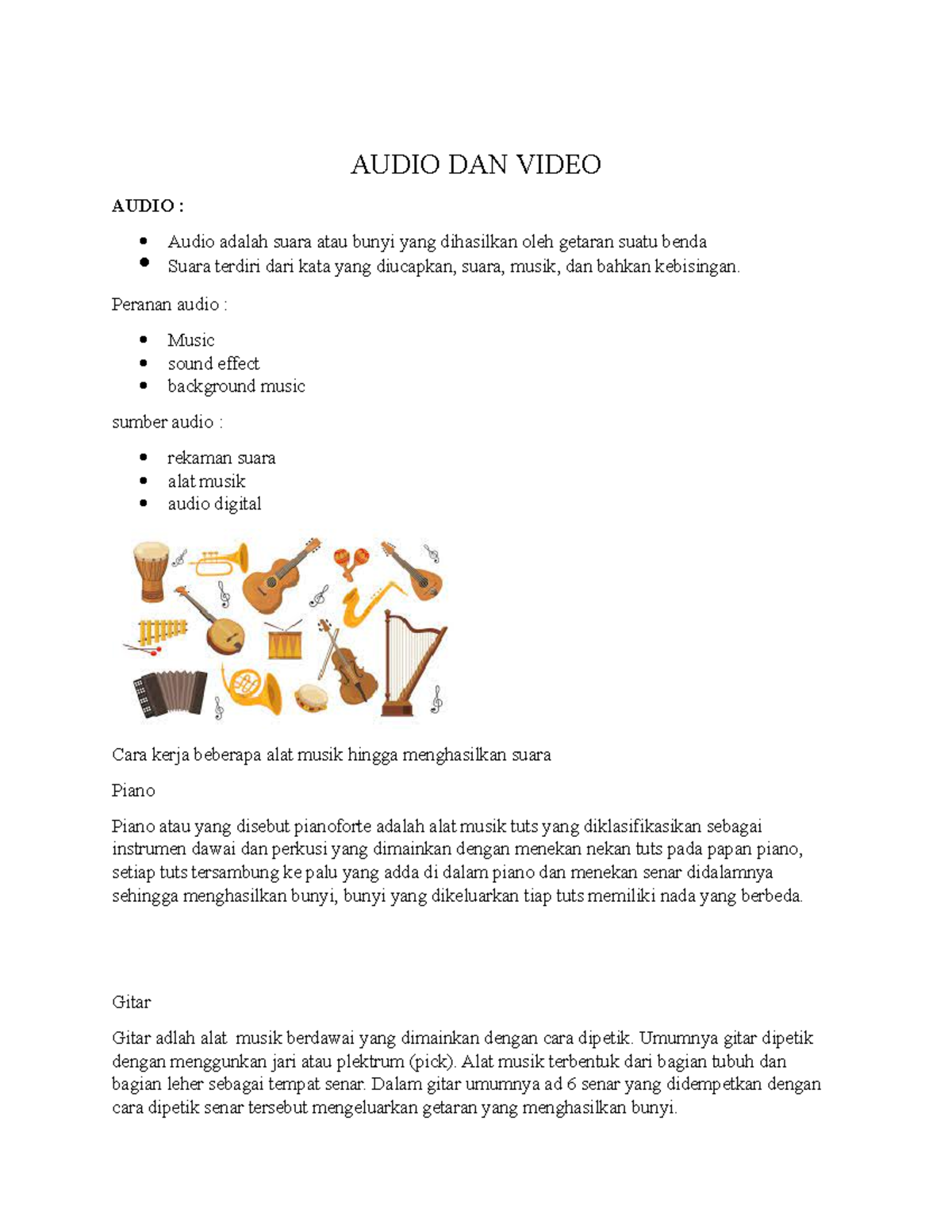 Audio DAN Video - semoga membantu - AUDIO DAN VIDEO AUDIO : Audio ...