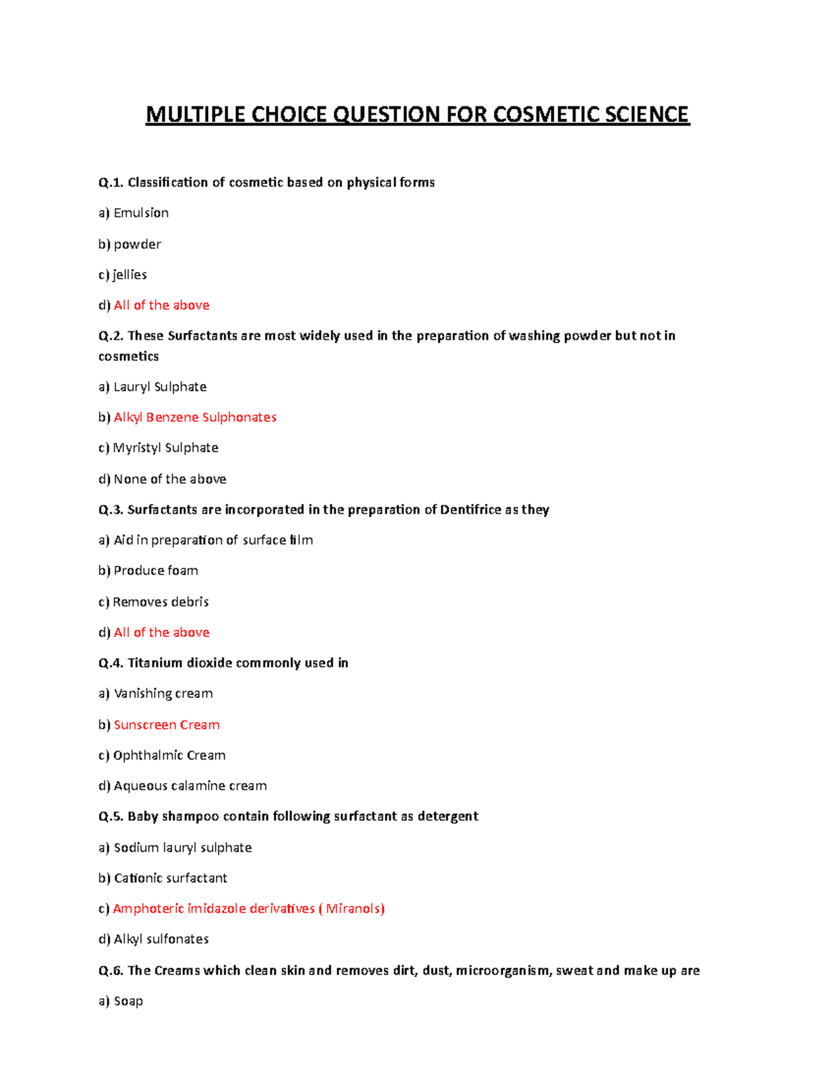 Cosmetic science mcq - Mcq goof for study in this way staydy good ...