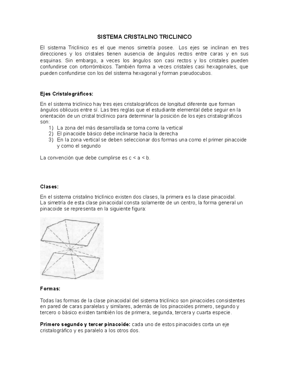 Sistema Cristalino Triclinico - SISTEMA CRISTALINO TRICLINICO El ...