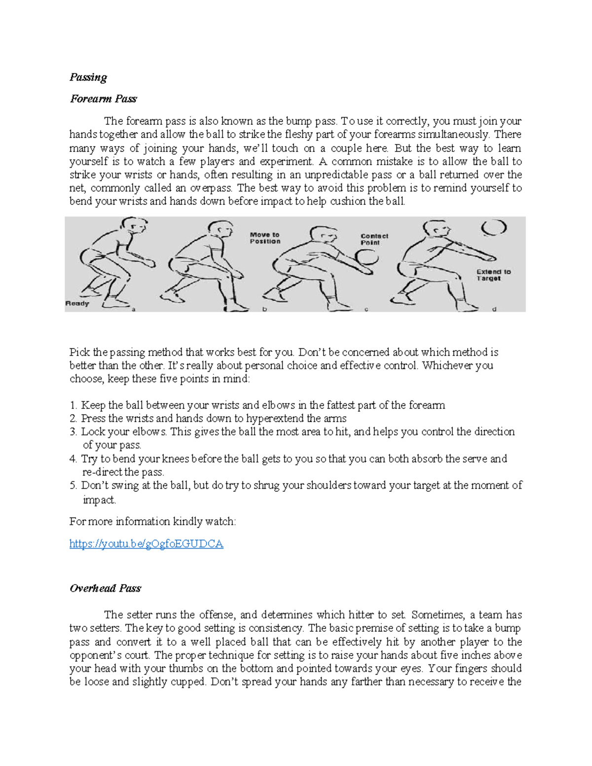 Lesson-3B-Volleyball - Passing Forearm Pass The forearm pass is also ...