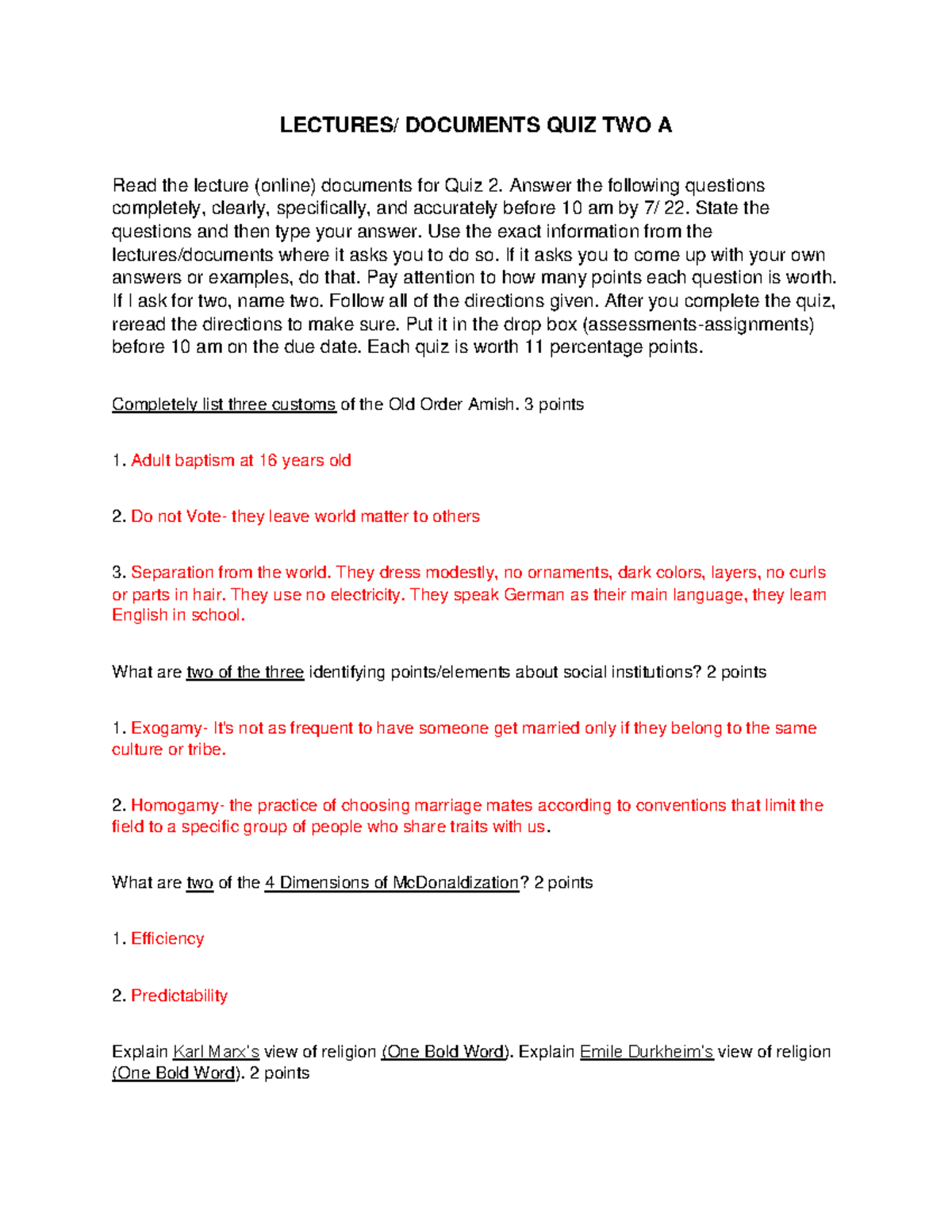 Lectures- Documents QUIZ TWO - LECTURES/ DOCUMENTS QUIZ TWO A Read the lecture (online ...