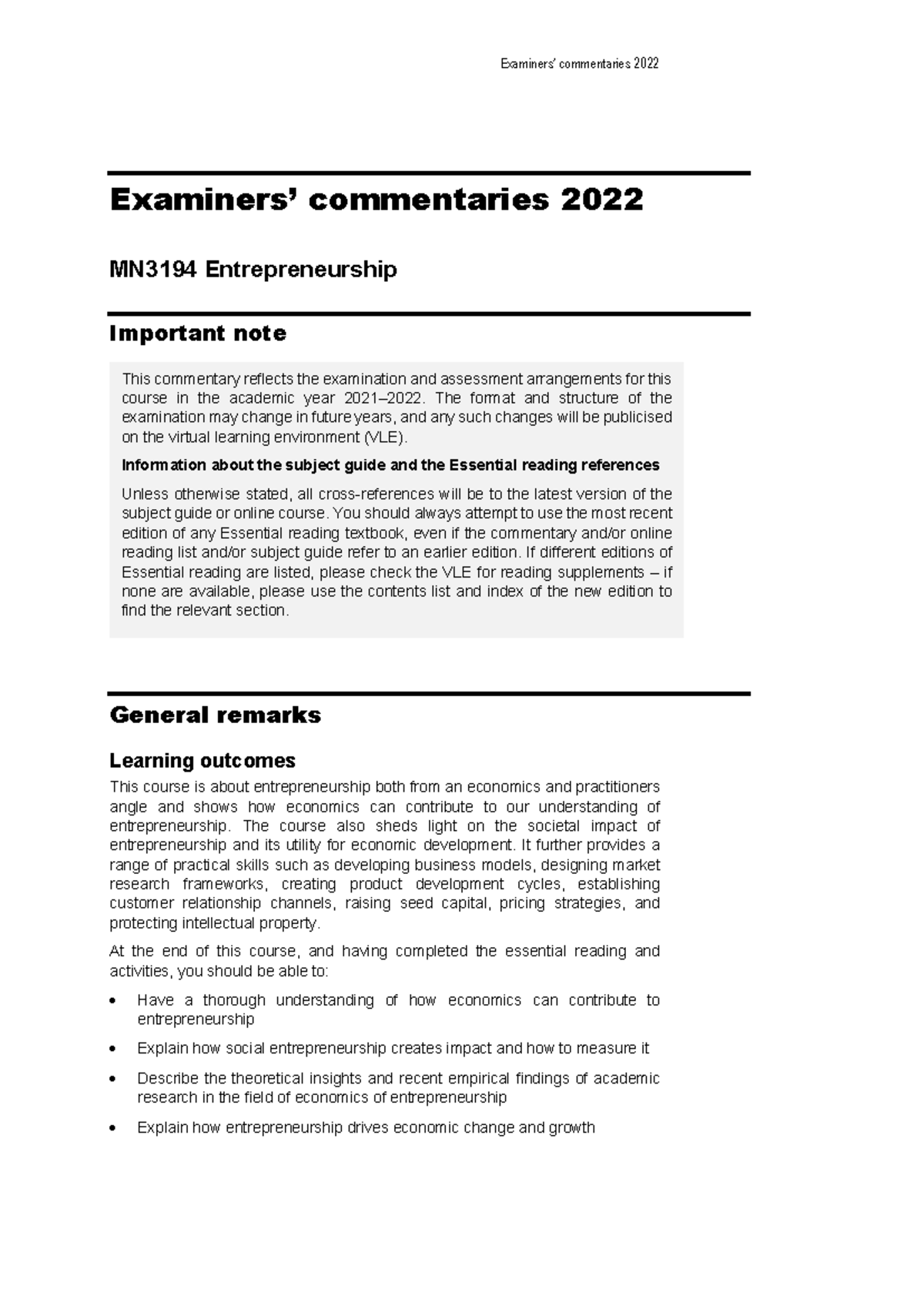 2022 MS - this paper is about business - Examiners’ commentaries 2022 ...