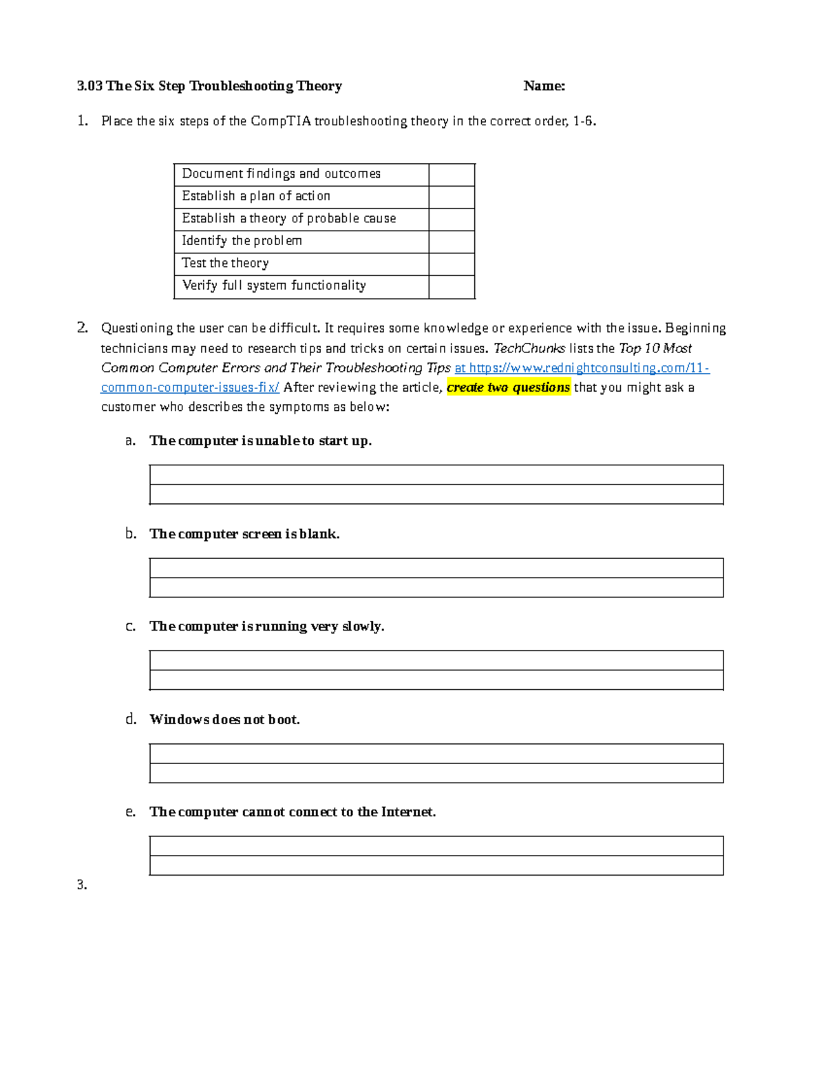 6 Steps of Troubleshooting Theory - 3 The Six Step Troubleshooting ...