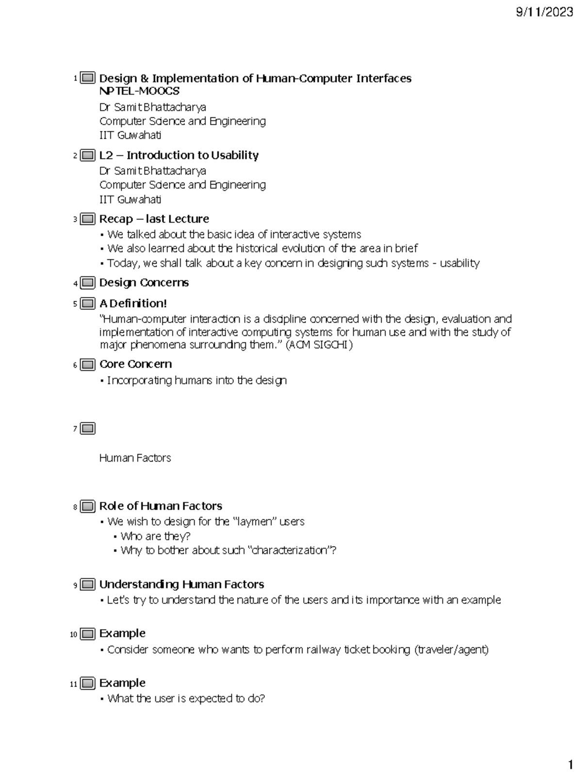 Dihci L2 - data - 9/11/ Design & Implementation of Human-Computer Interfaces NPTEL-MOOCS Dr ...