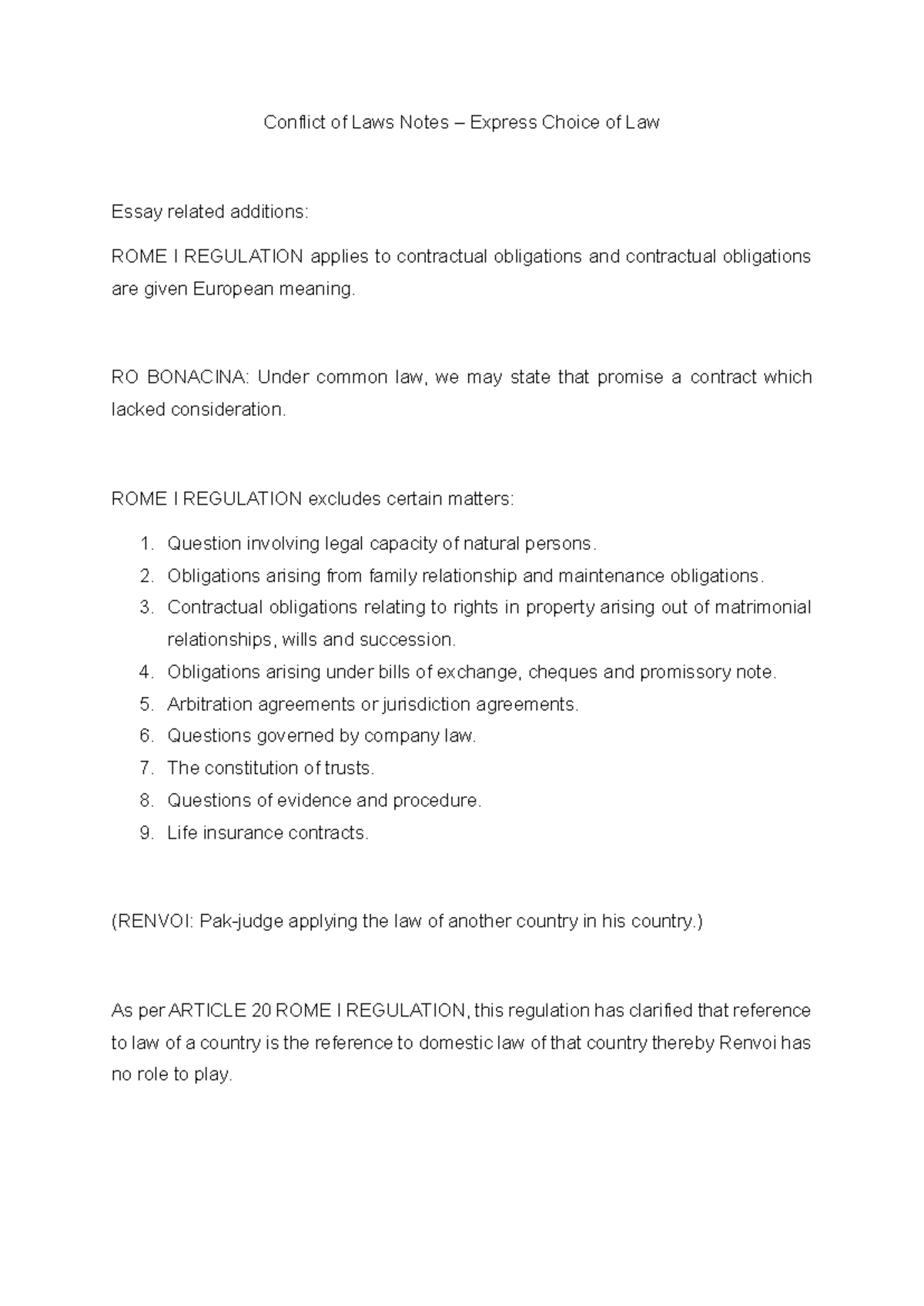 Conflict of Laws Notes; Express Choice of Law - Conflict of Laws Notes ...