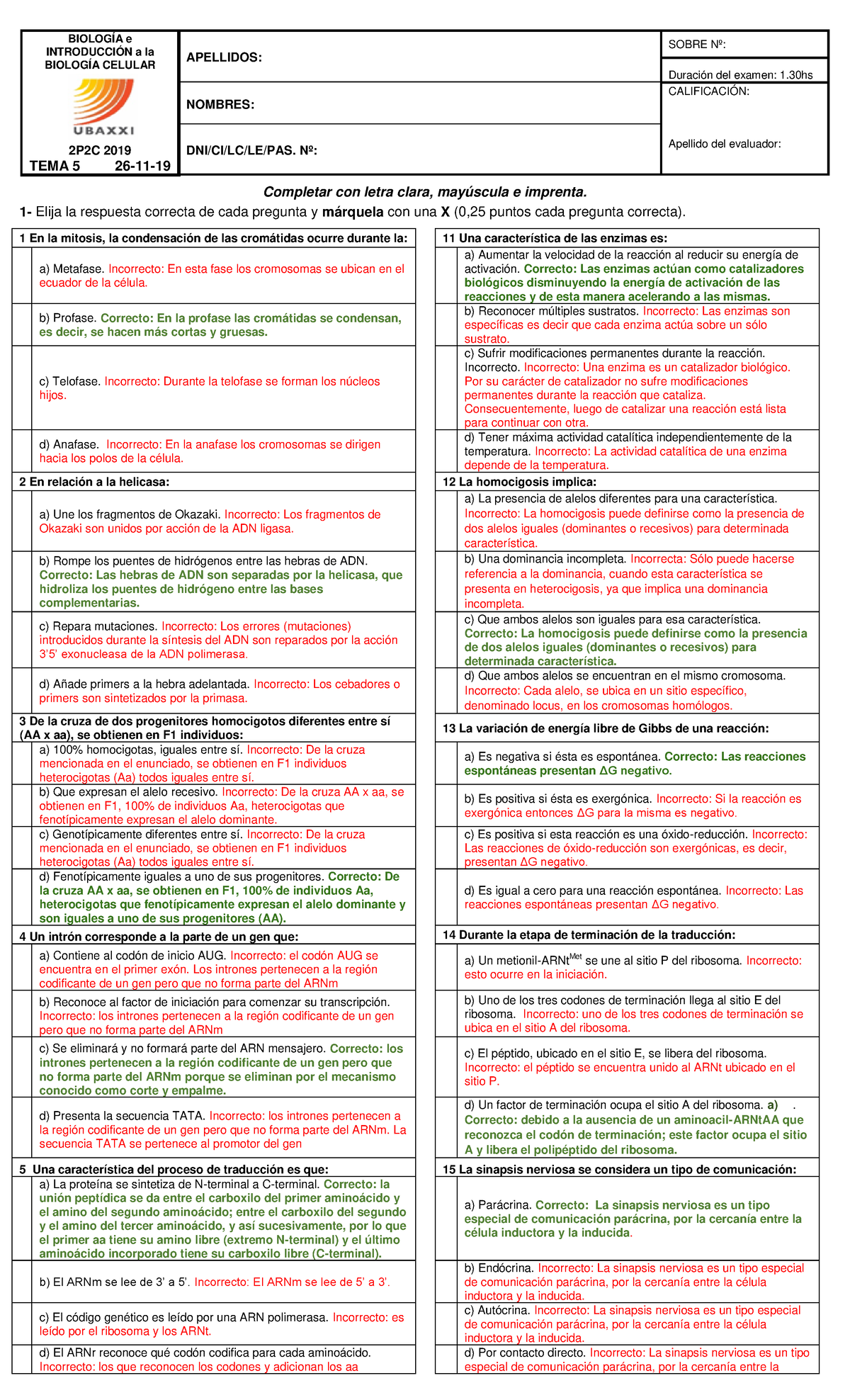 2P2C 2019 Temas 5-6 Resuelto - BIOLOGÍA e INTRODUCCIÓN a la BIOLOGÍA ...