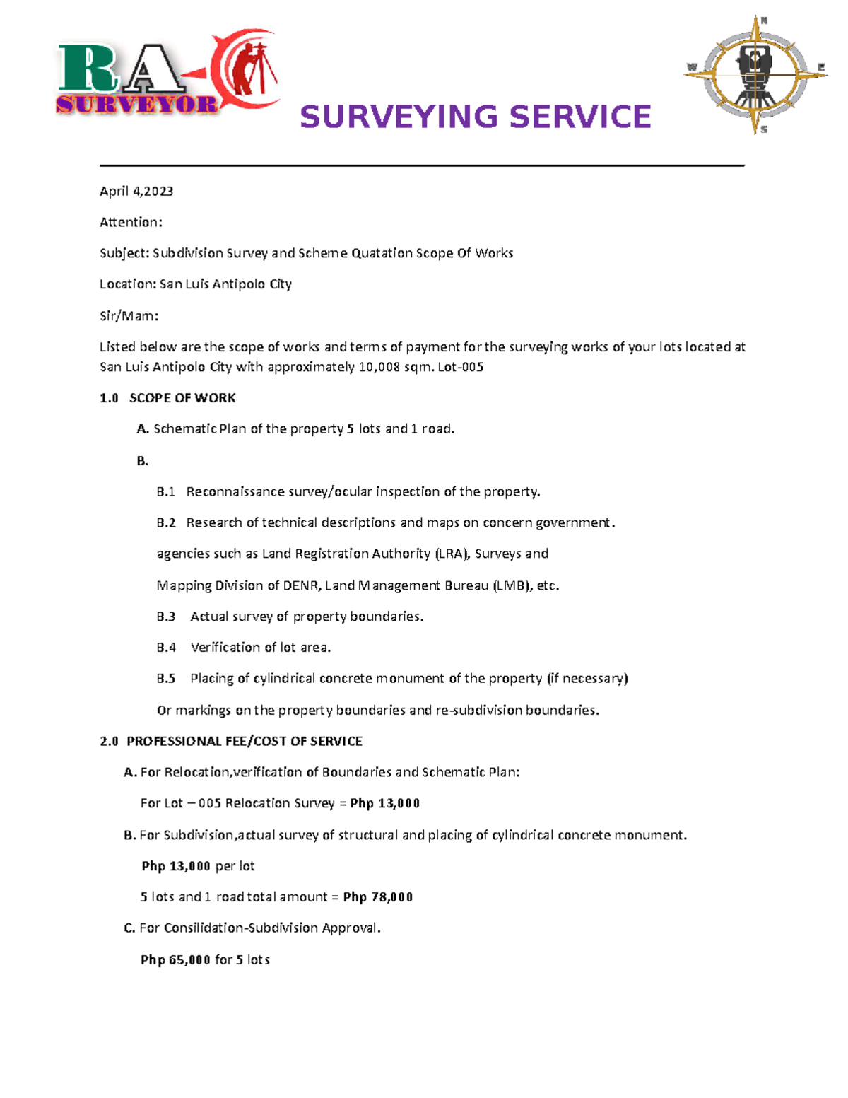 WORD- Format - notes - SURVEYING SERVICE - Studocu