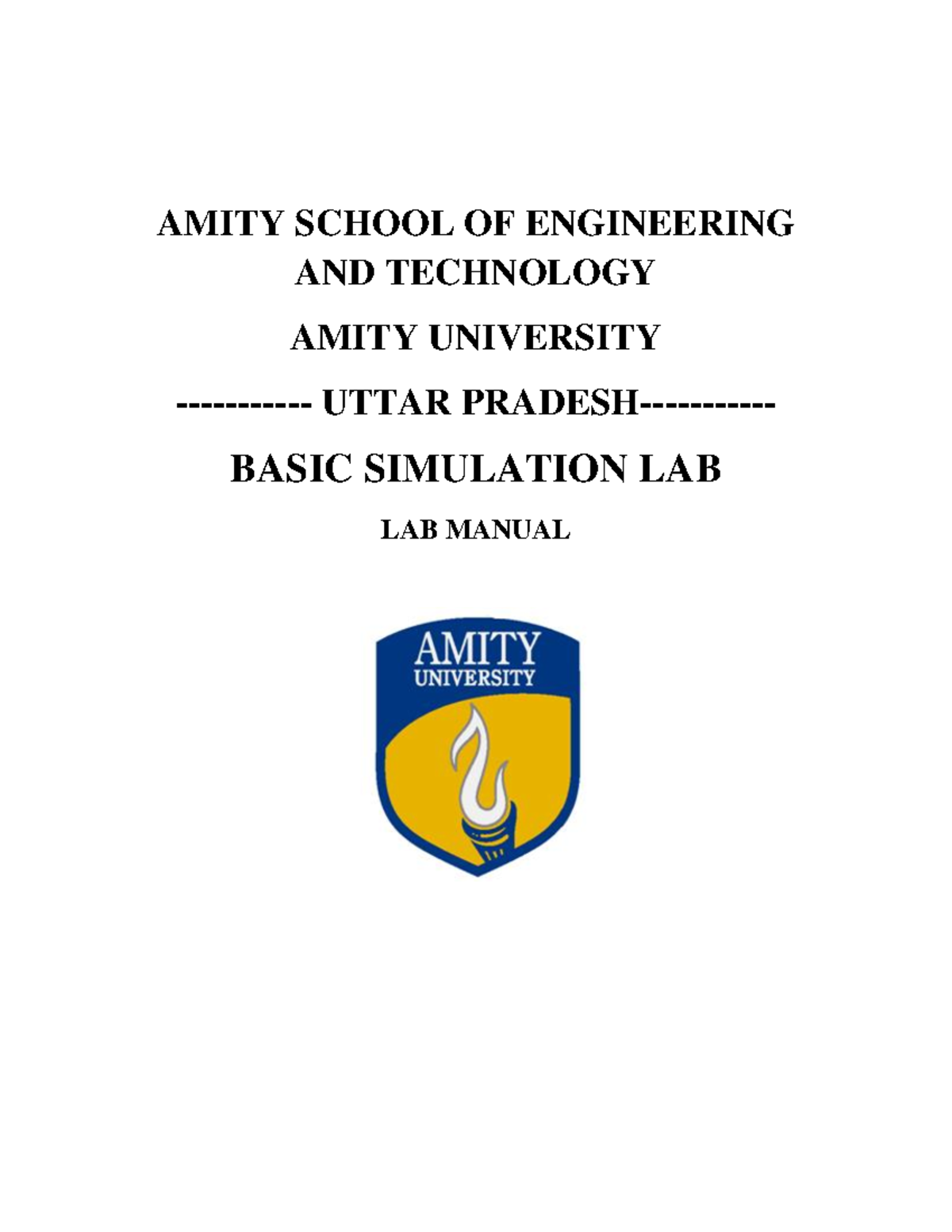 Basic Simulation Lab Manual - AMITY SCHOOL OF ENGINEERING AND TECHNOLOGY AMITY UNIVERSITY ...