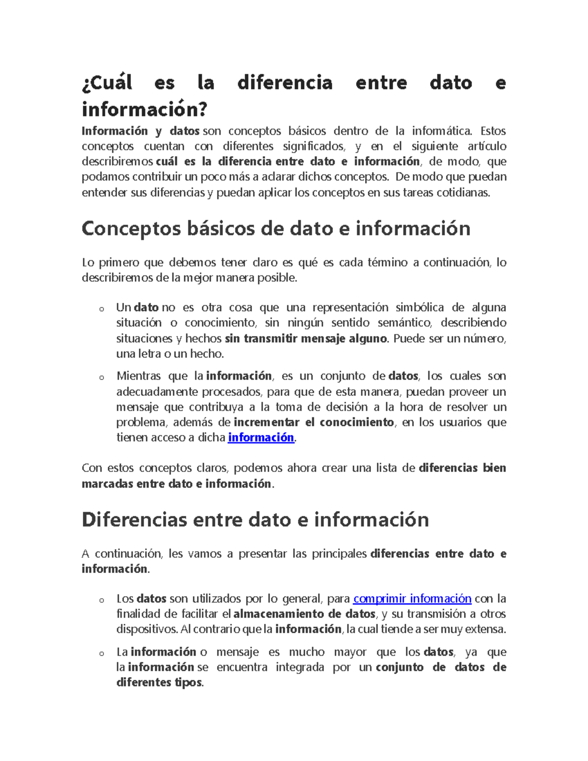 Diferencia( Datos Y Informacion) - ¿Cuál es la diferencia entre dato e ...