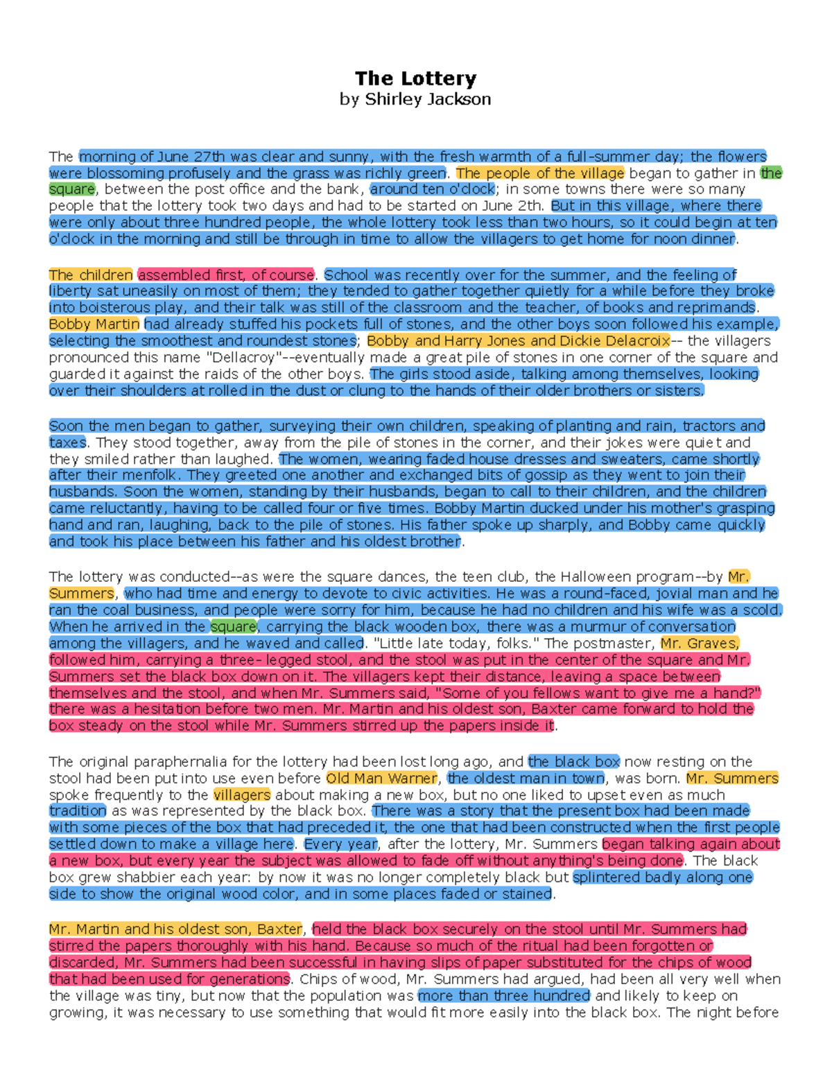 The Lottery by Shirley Jackson-1 - The Lottery by Shirley Jackson The ...