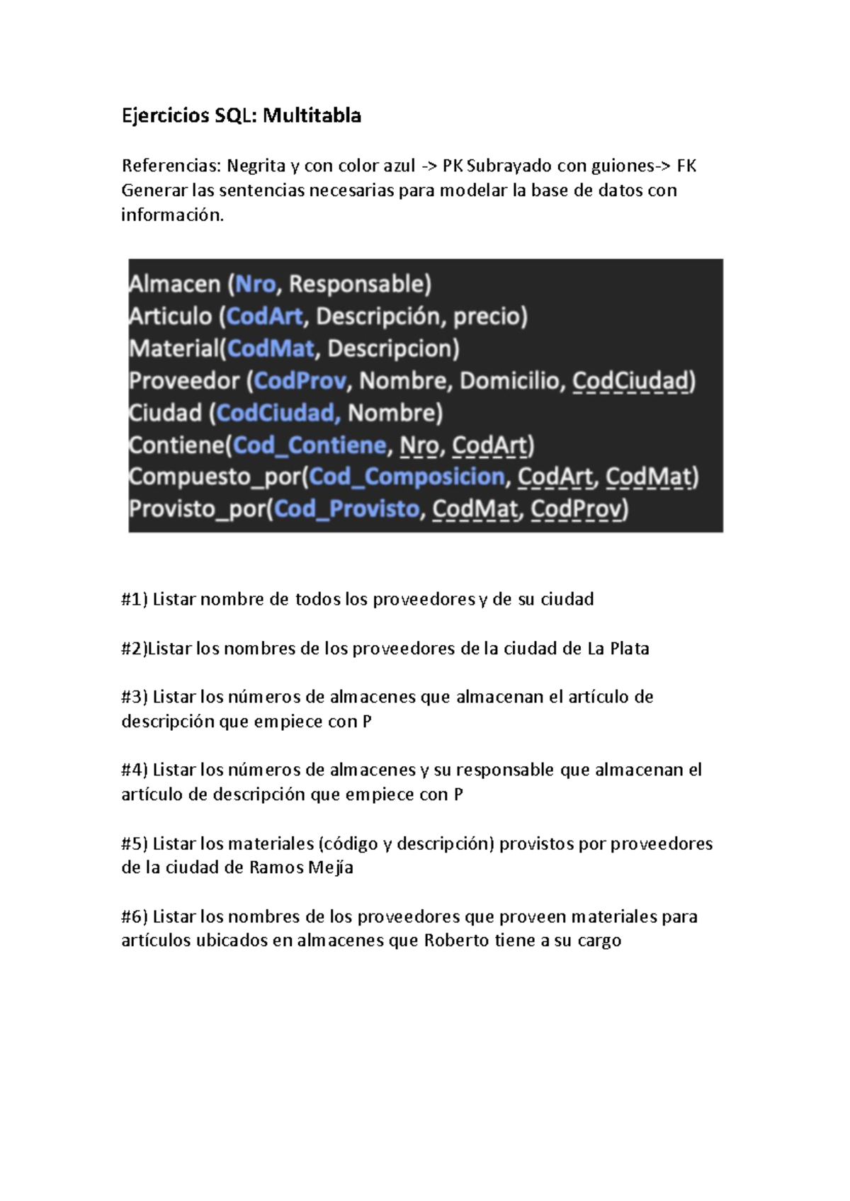 Ejercicios SQL Multitabla - Ejercicios SQL: Multitabla Referencias ...