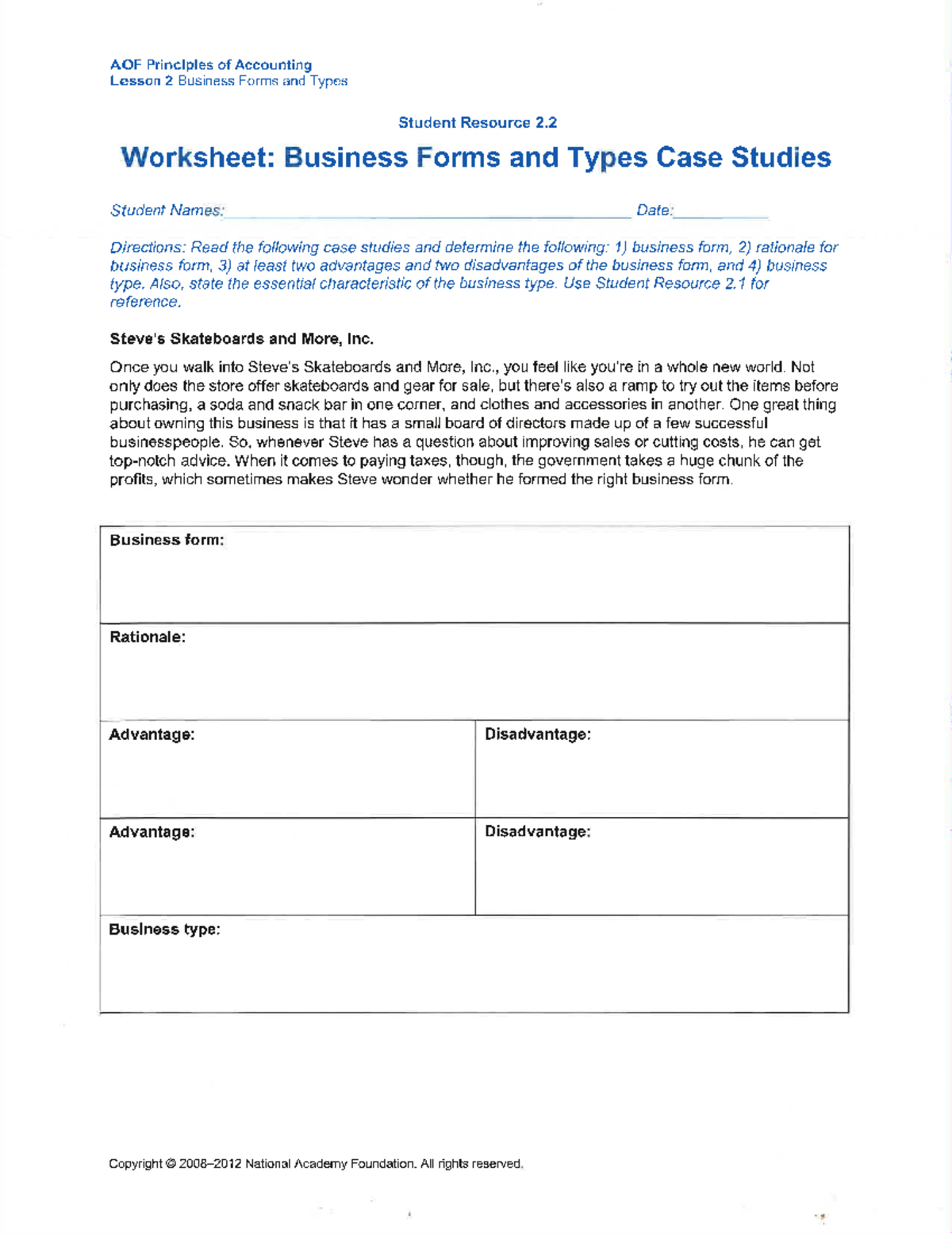 Business Forms case studies - AOF Principles of Accounting Lesson 2 ...