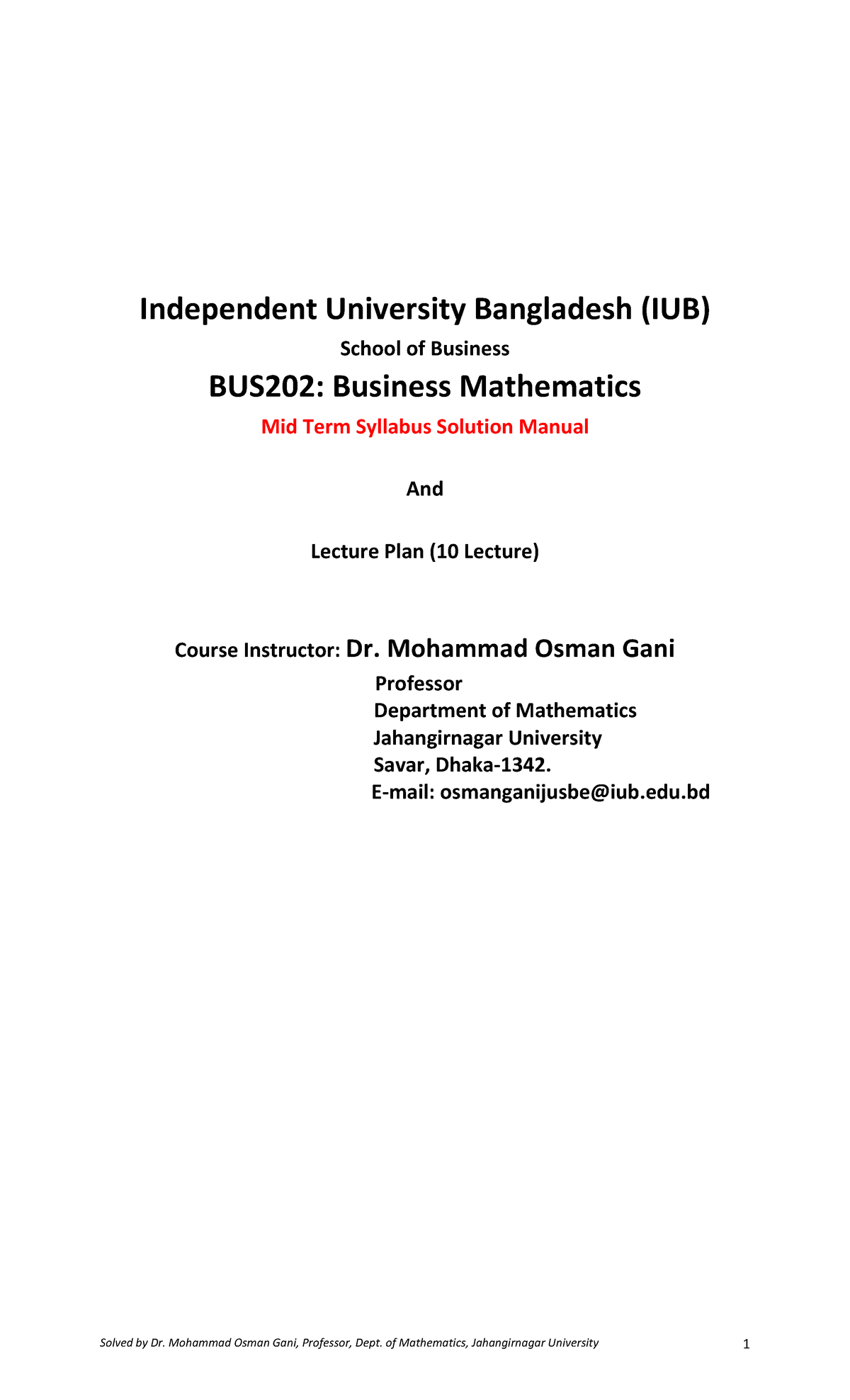 Solution Mid Syllabus - Independent University Bangladesh (IUB) School ...
