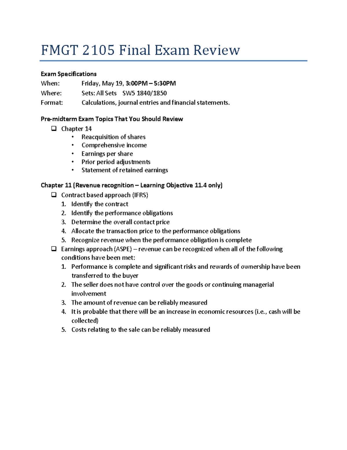 FMGT 2105 Final Exam 2023 Review - FMGT 2105 Final Exam Review Exam ...