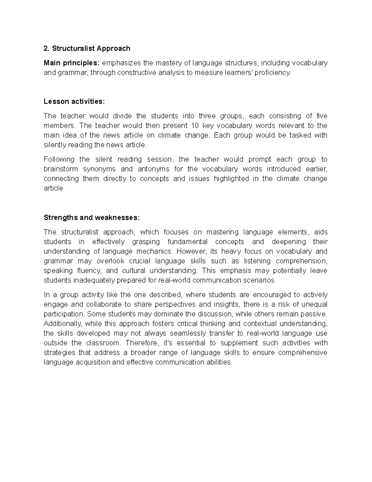 Structuralist- Approach - Structuralist Approach Main principles ...