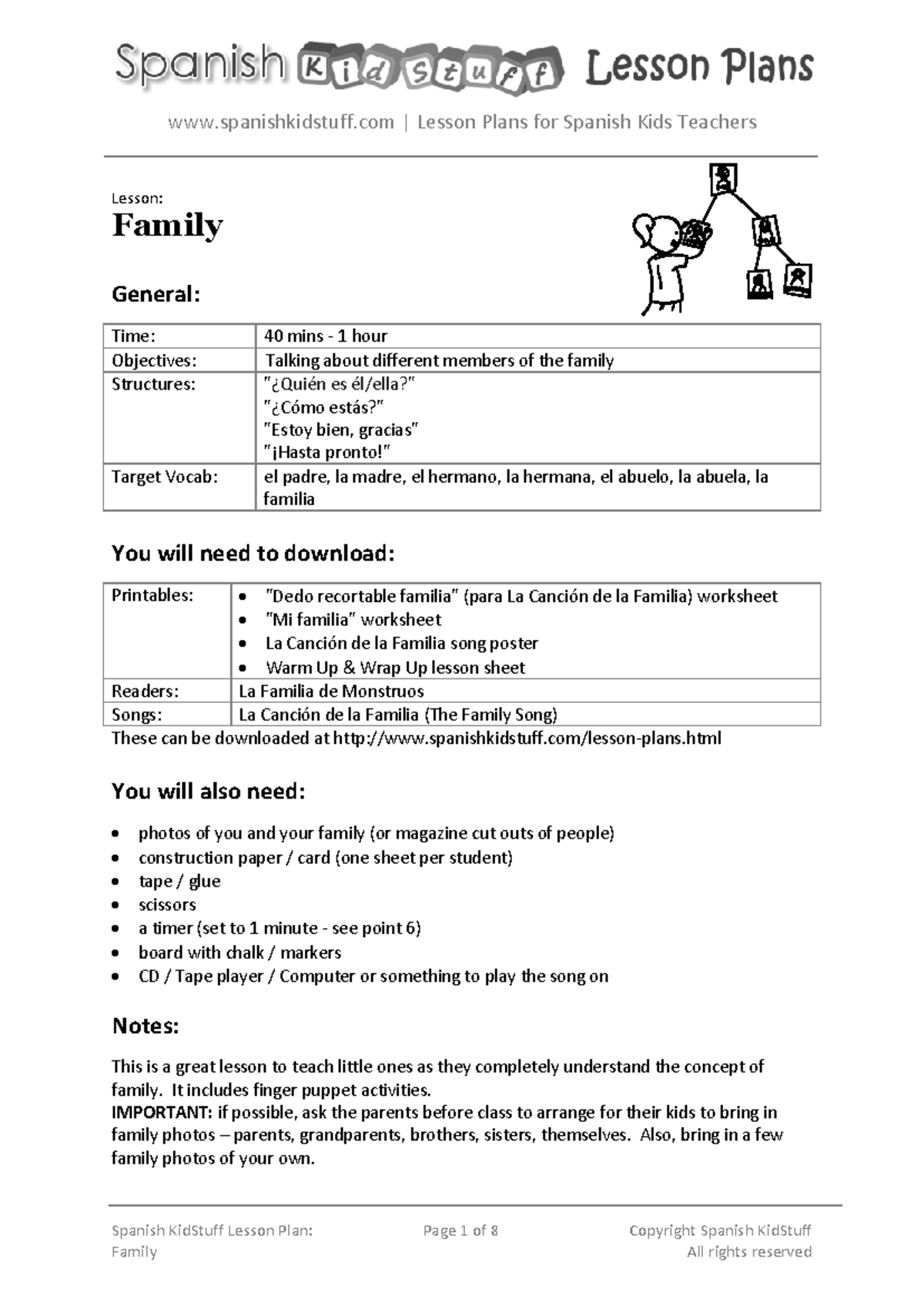 Family-lesson-plan - Yes - Spanish KidStuff Lesson Plan: Page 1 of 8 ...
