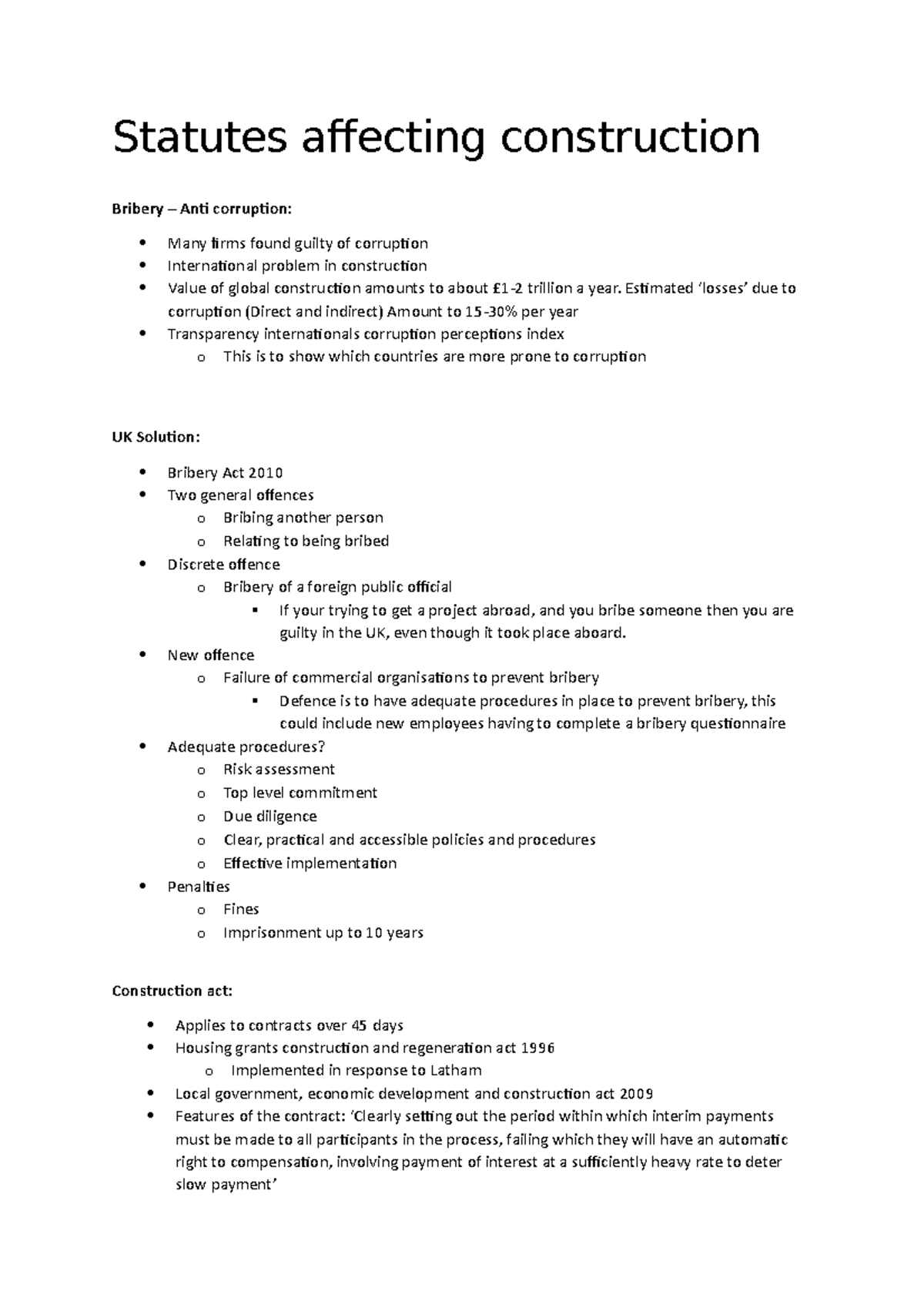 Lecture 7 - Statutes affecting construction - Statutes affecting ...