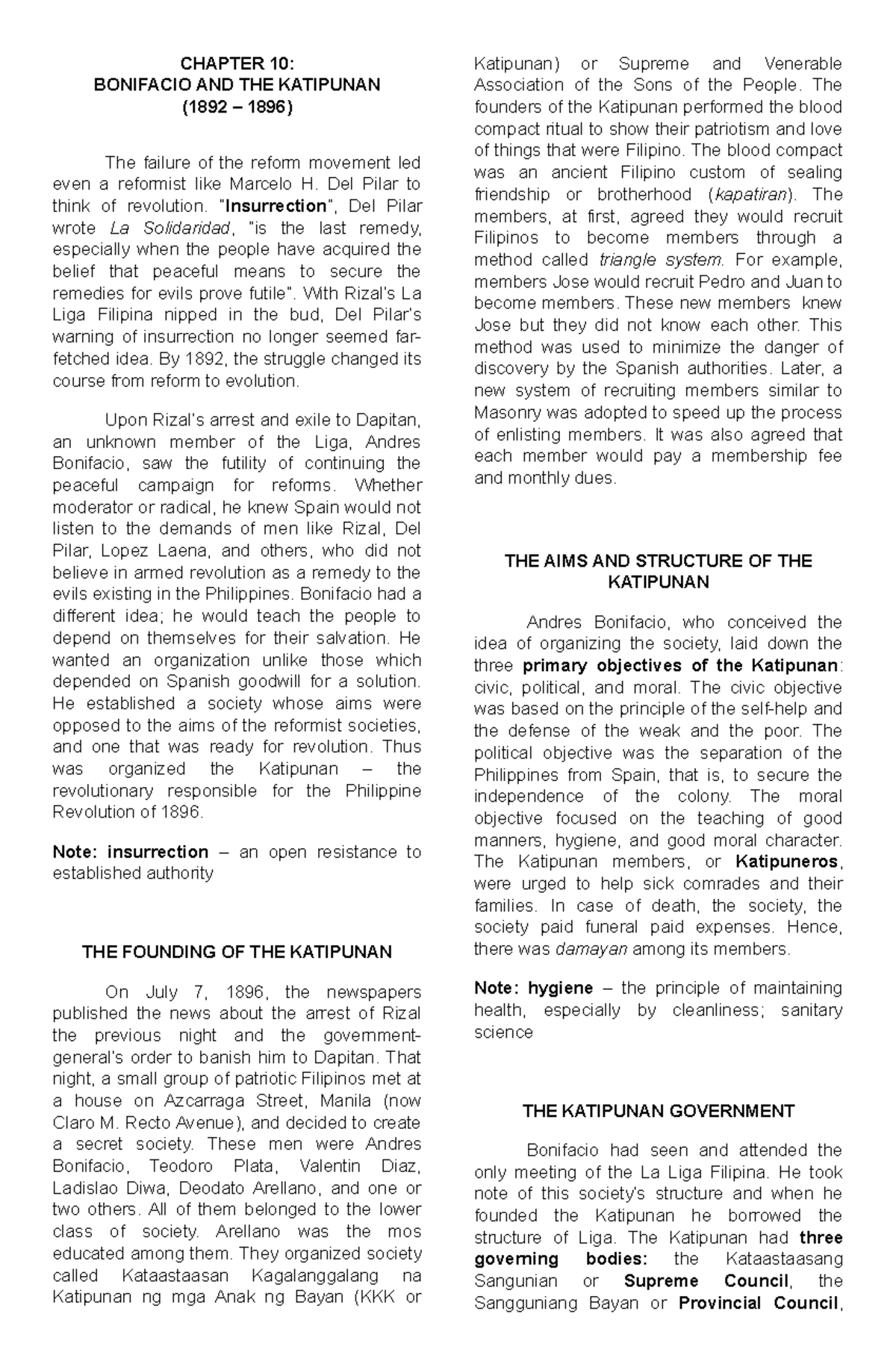 Chapter 10 - Bonifacio AND THE Katipunan (1892 - 1896) - CHAPTER 10 ...