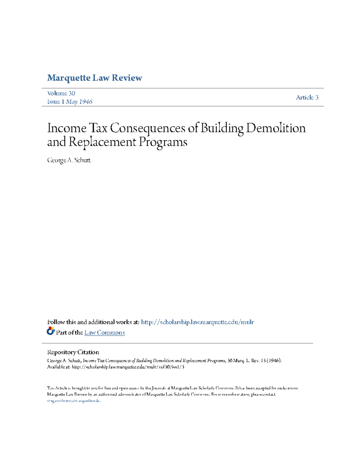 Income Tax Consequences of Building Demolition and Replacement Pr ...