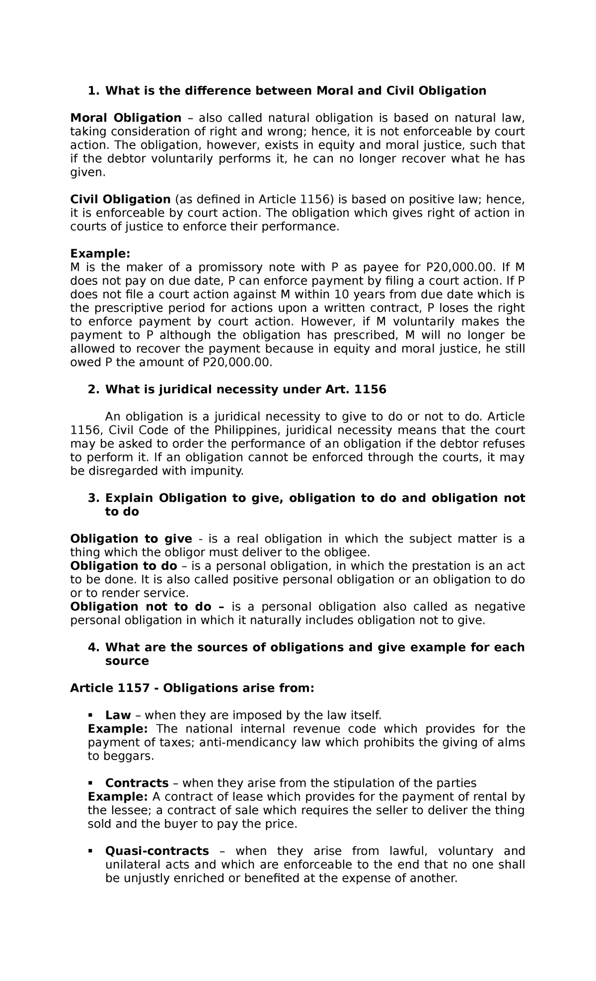 Article 1156-1178 - Obligations and Contracts - What is the difference ...