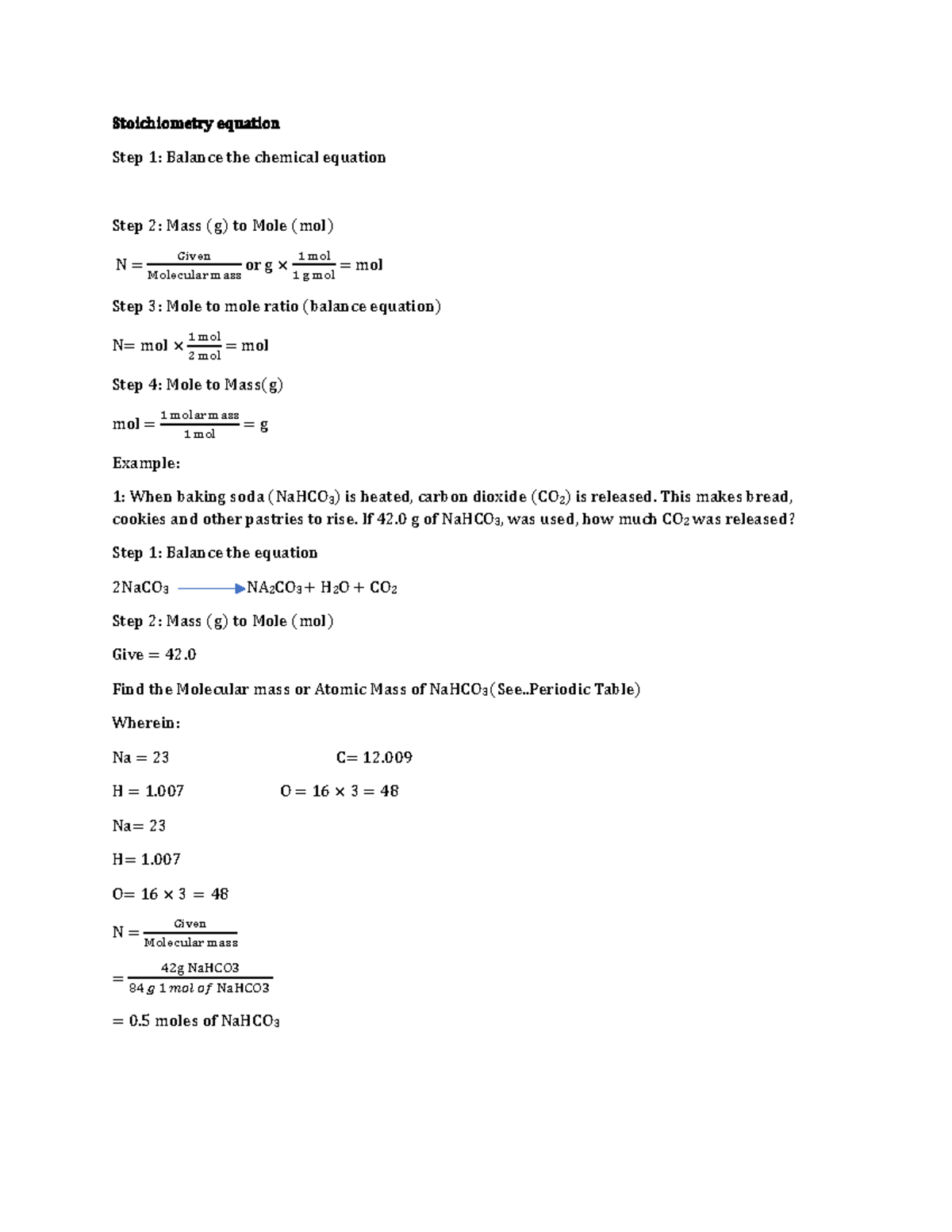 Law of Conservation Mass and Stoichiometry - Stoichiometry equation ...