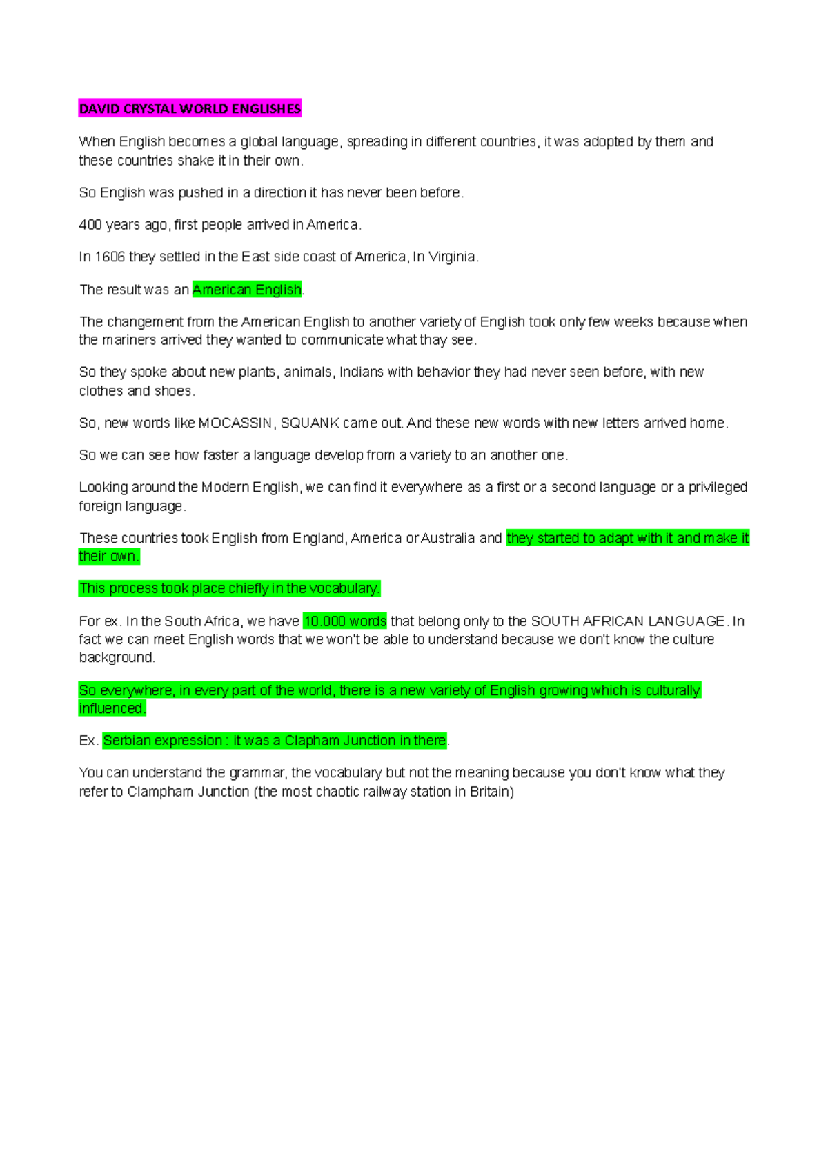 David Crystal - Trascrizione Video - DAVID CRYSTAL WORLD ENGLISHES When ...