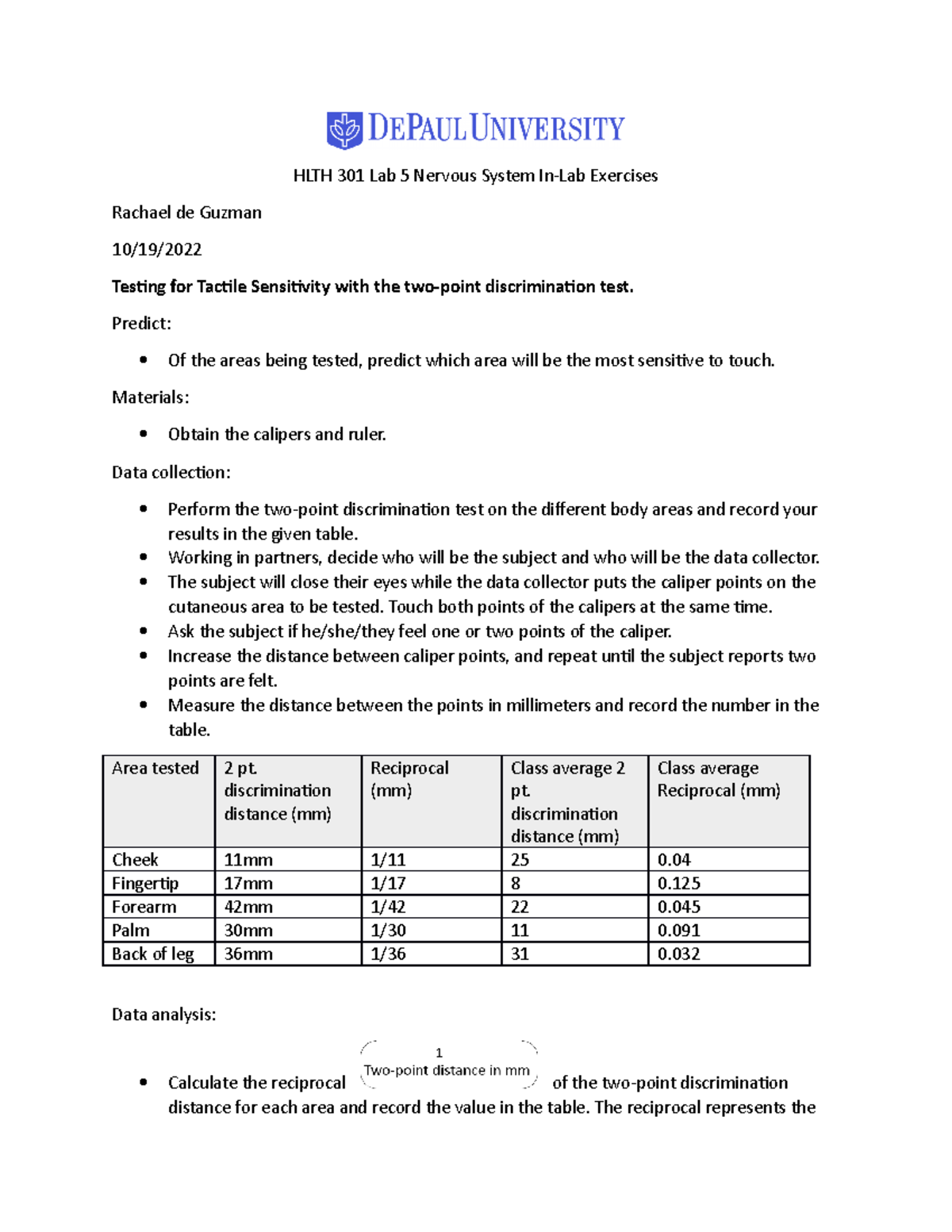 HLTH 301 Lab 5 In Lab Exercises NS Fa Q22 - HLTH 301 Lab 5 Nervous ...