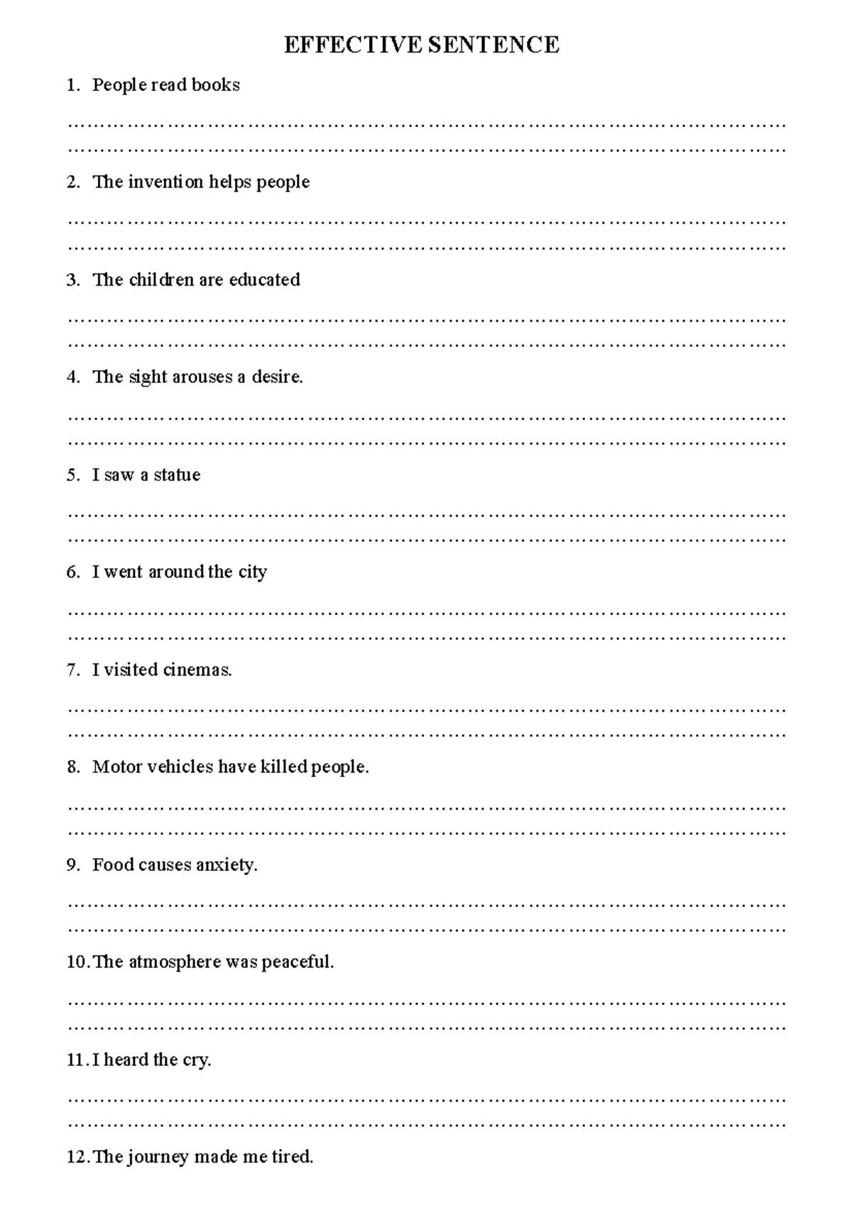 Write AN Effective Sentence - EFFECTIVE SENTENCE People read books ...