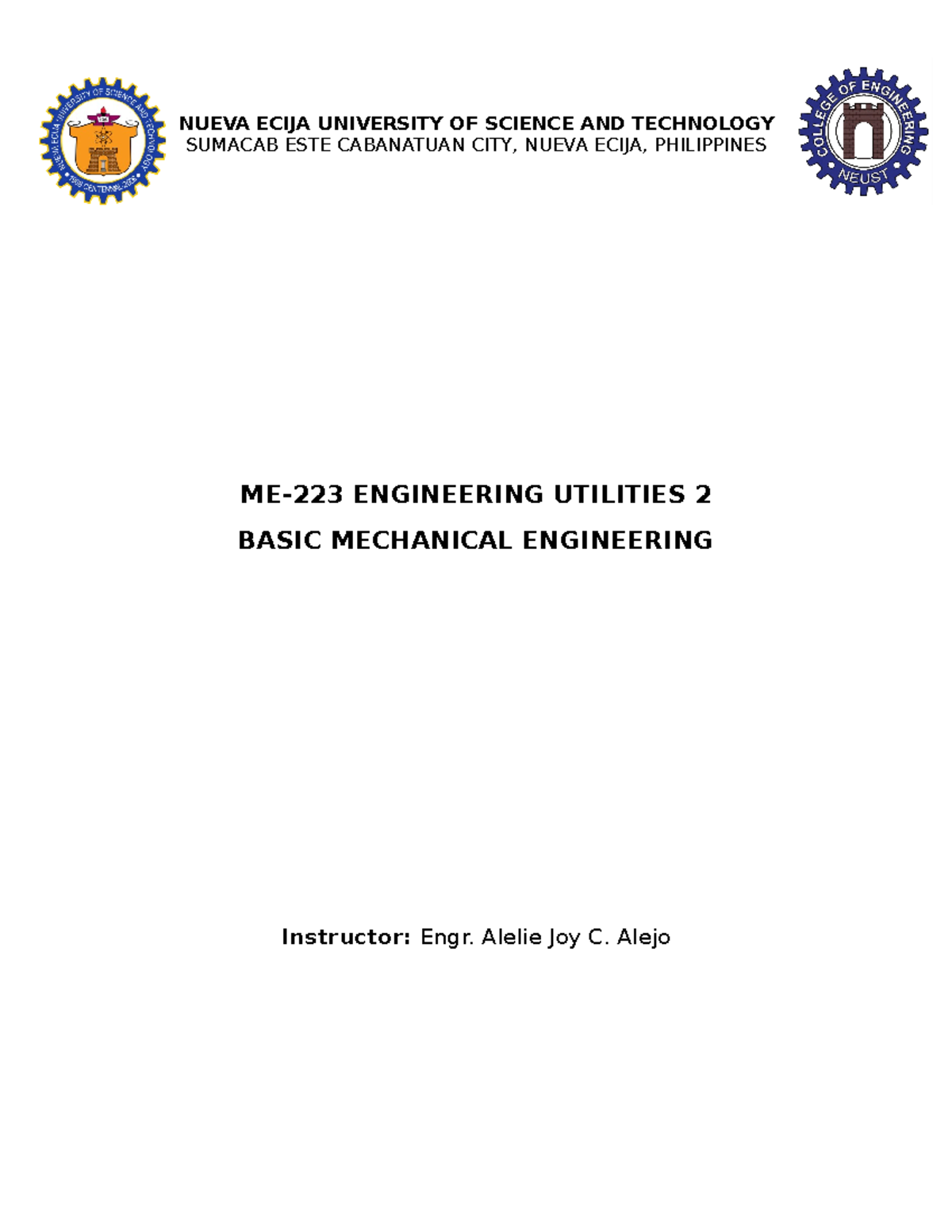 ME Reviewer - compiled manuscript - NUEVA ECIJA UNIVERSITY OF SCIENCE AND TECHNOLOGY SUMACAB ...