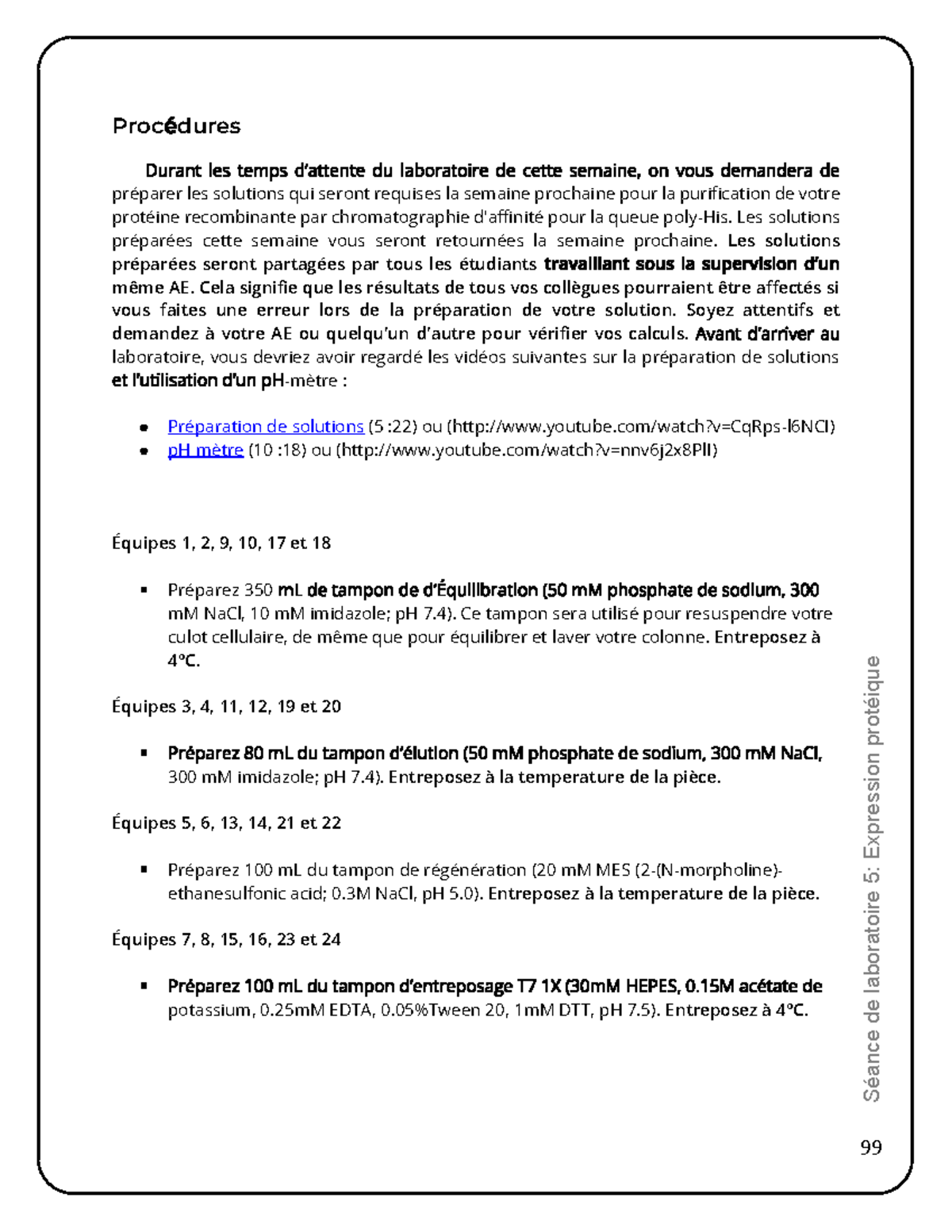 L5P - lab 5 procédure - french - Séance de laboratoire 5: Expression protéique Proc dures ...