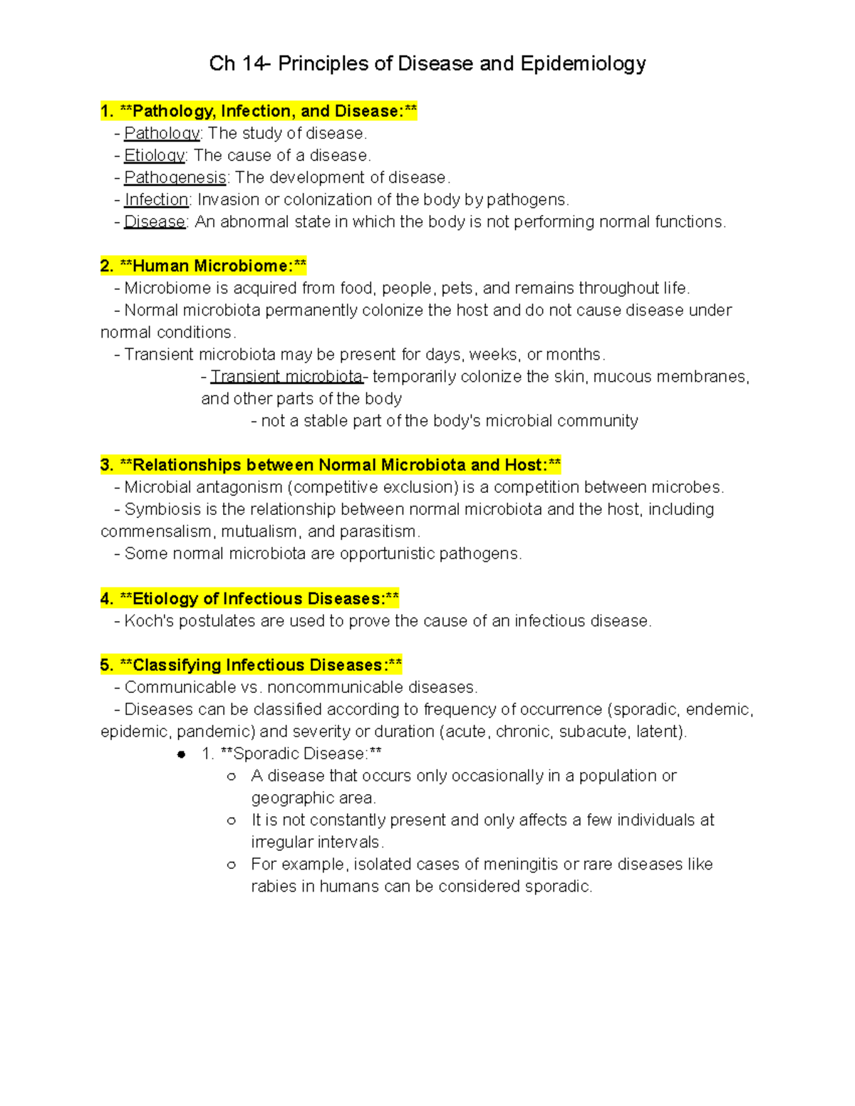 Ch 14- Principles of Disease and Epidemiology - 1. Pathology, Infection ...