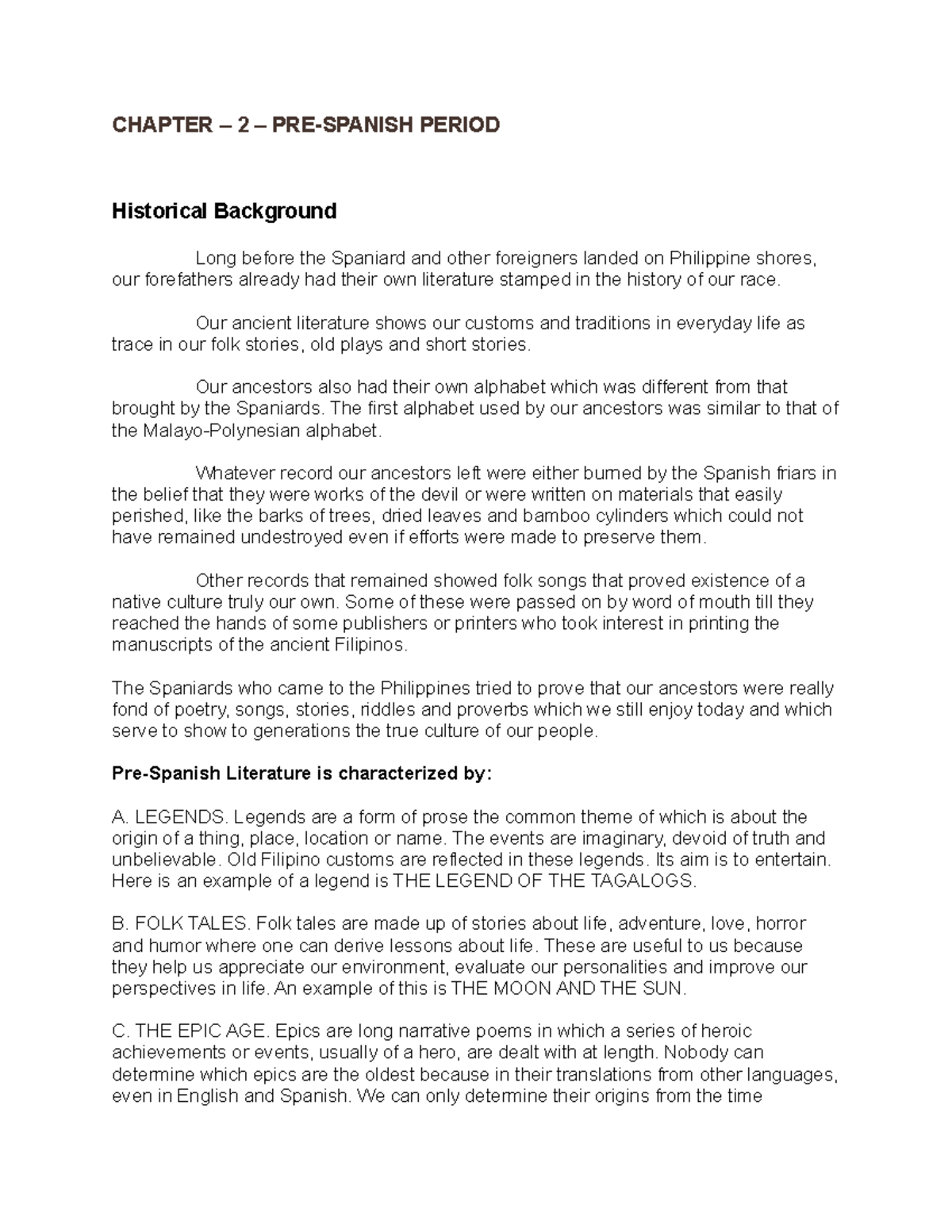 Chapter 2 - Pre-Spanish Period - CHAPTER – 2 – PRE-SPANISH PERIOD ...