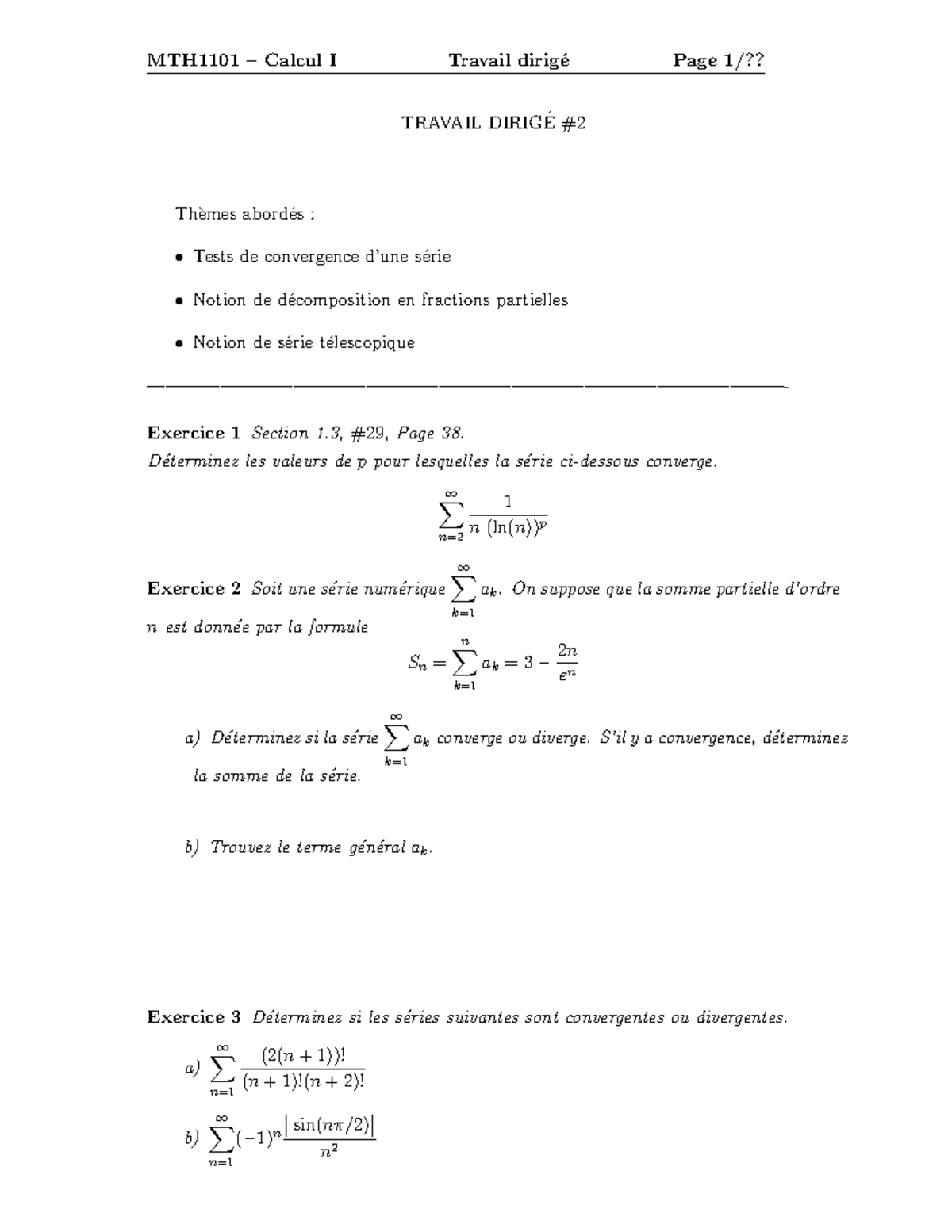 TD2 - énoncé du TD2 - MTH1101 – Calcul I Travail dirig ́e Page 1 ...