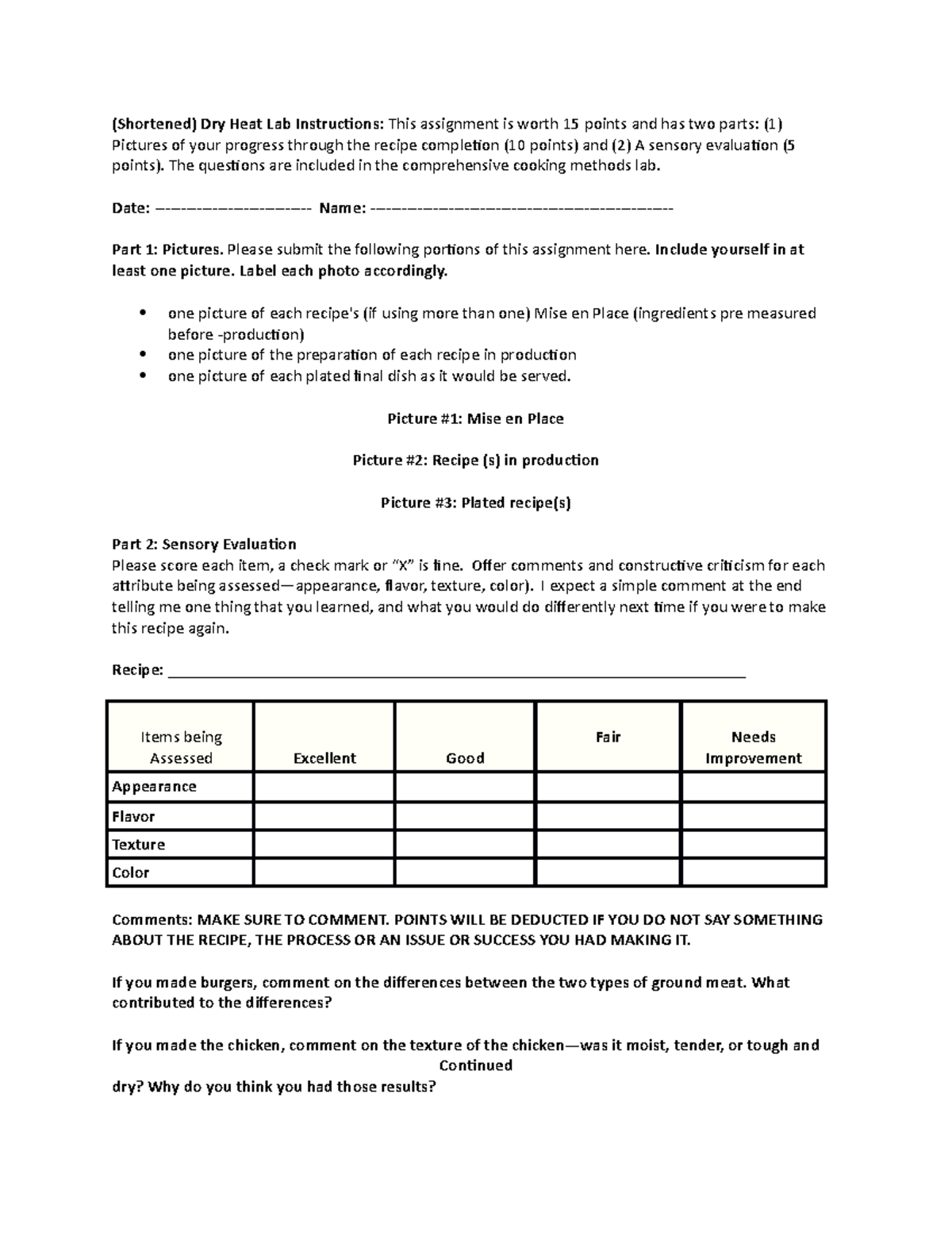 Shortened Dry Heat Lab Report 6-21 - (Shortened) Dry Heat Lab ...