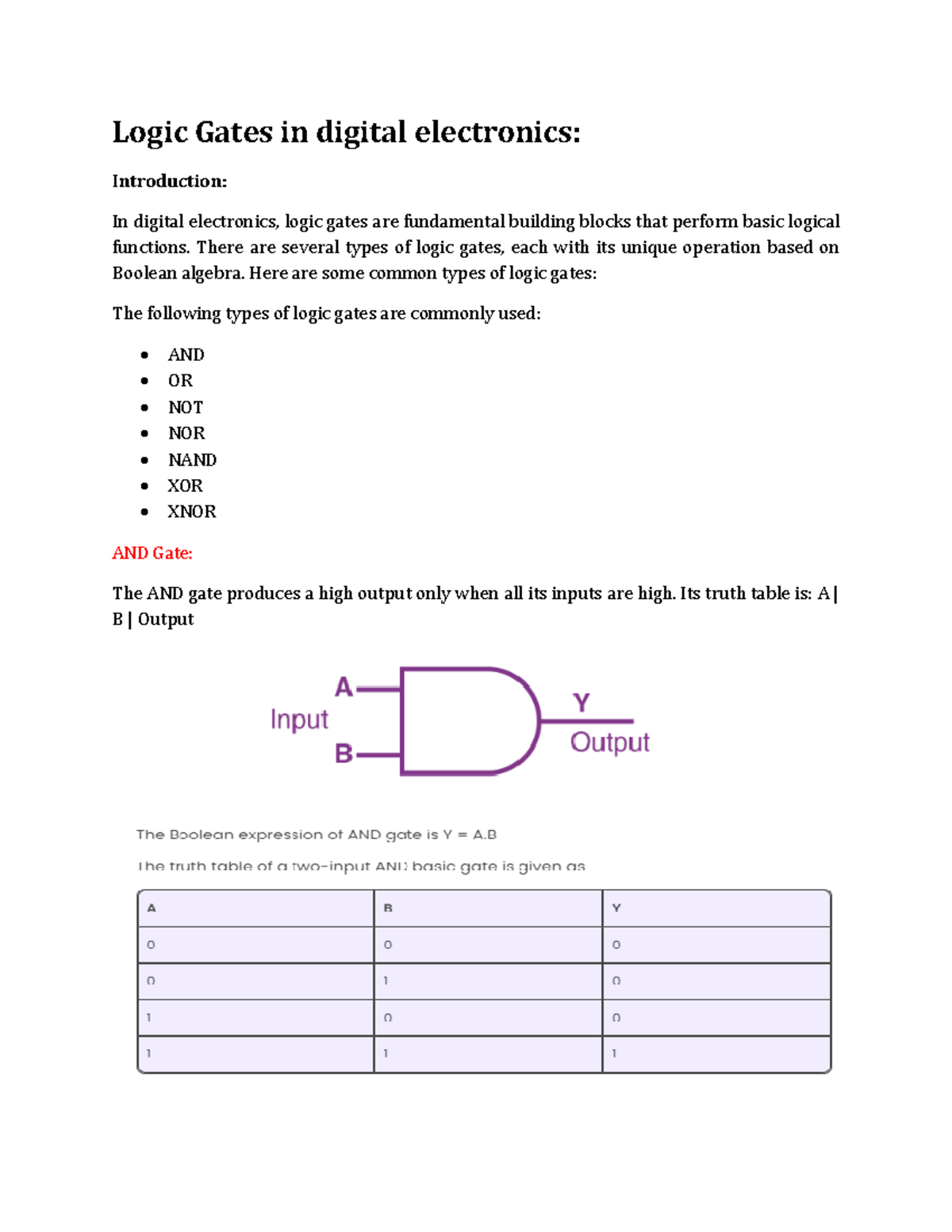 Logic Gates in digital electronics - Logic Gates in digital electronics ...