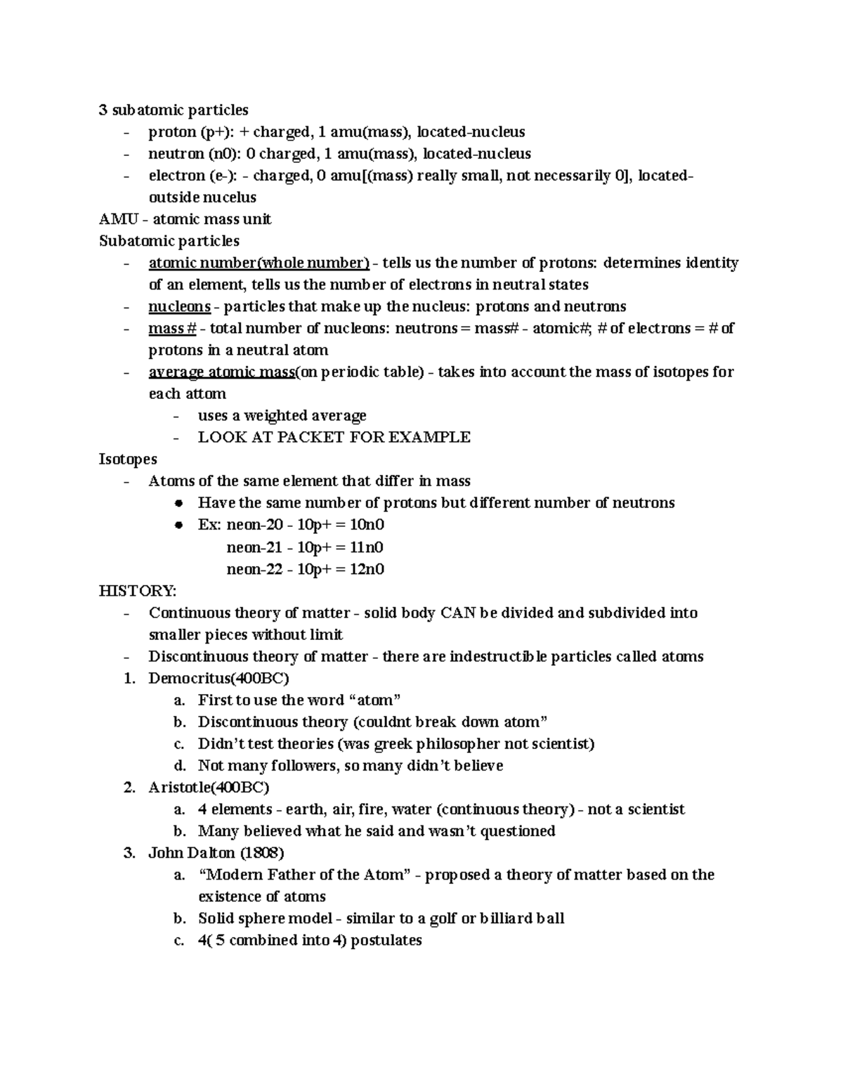 Atomic structure ch 4 study guide - 3 subatomic particles - proton (p+ ...