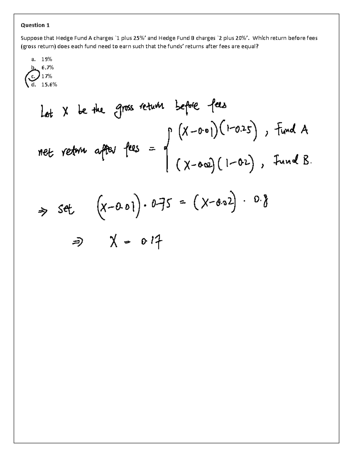 AFIN3028 Mid Sem Class Test 2022S2 Solution - Suppose that Hedge Fund A ...