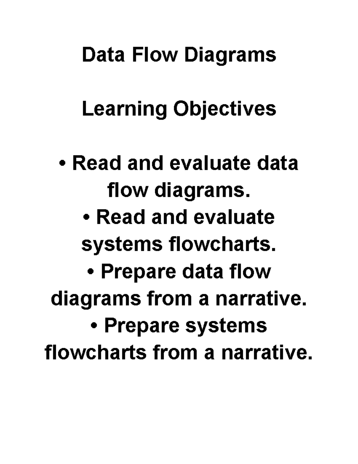 Data Flow Diagrams Data Flow Diagrams Learning Objectives Read And Evaluate Data Flow Diagrams
