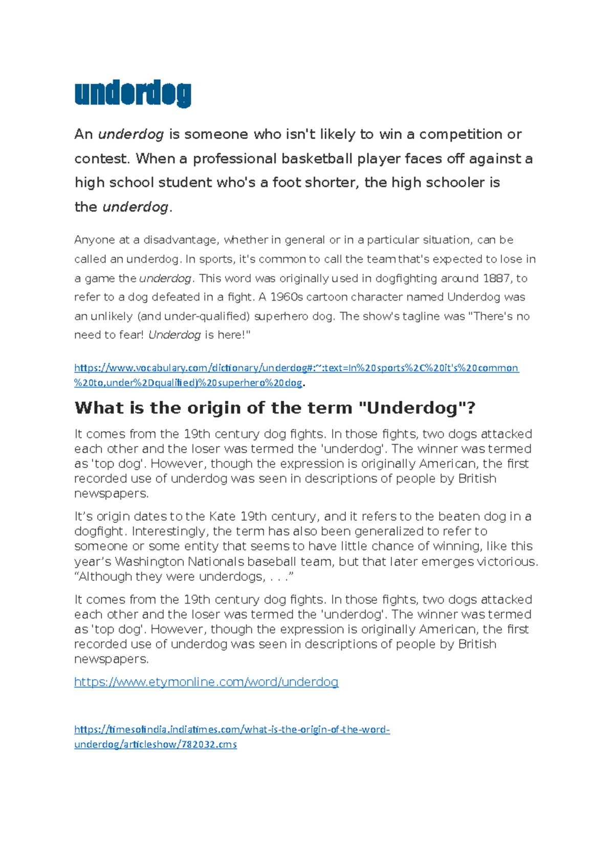 Underdog Origin - Helpful For Exam Preparation and Thesis Writing ...