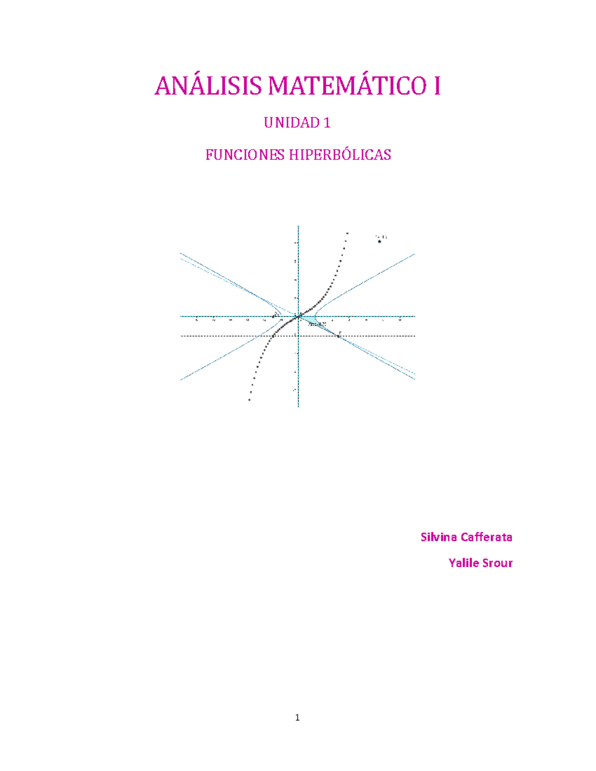 Funciones Hiperbólicas - ANALISIS MATEMATICO I UNIDAD 1 FUNCIONES HIPERB”LICAS Silvina Cafferata ...