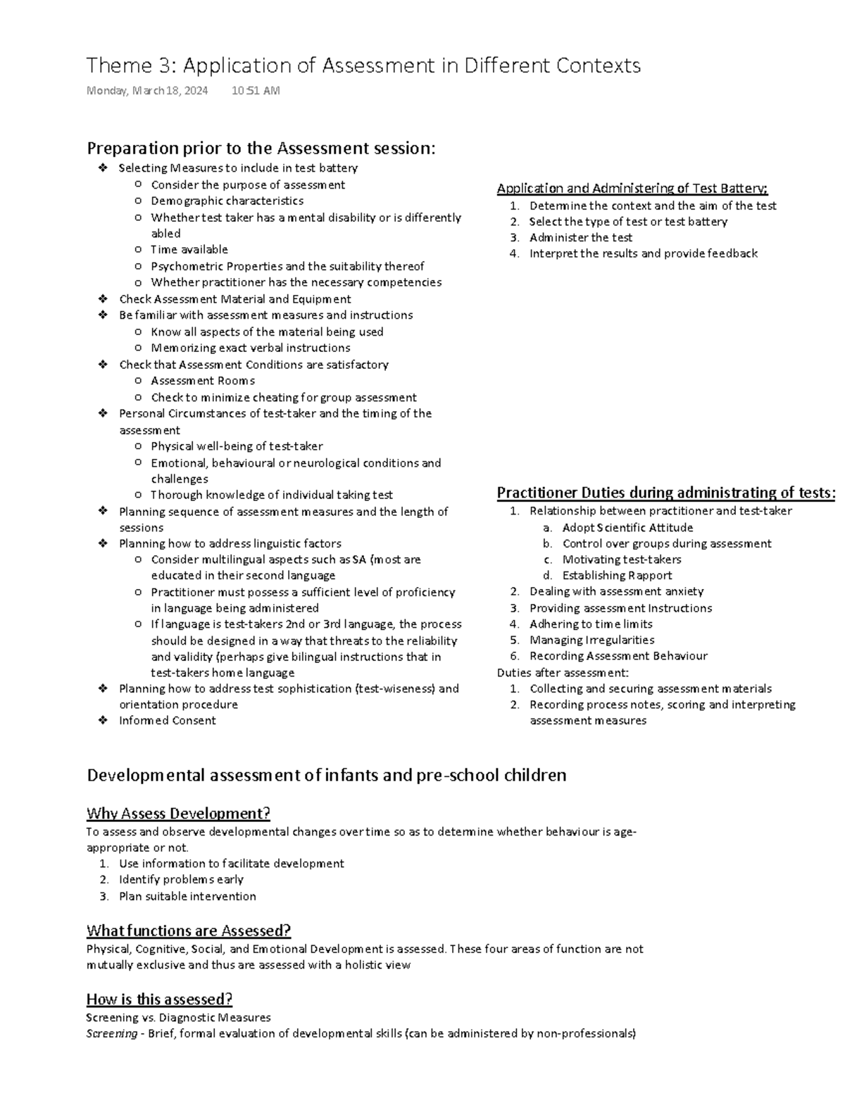 Theme 3 Psychological Assessment - Application and Administering of ...