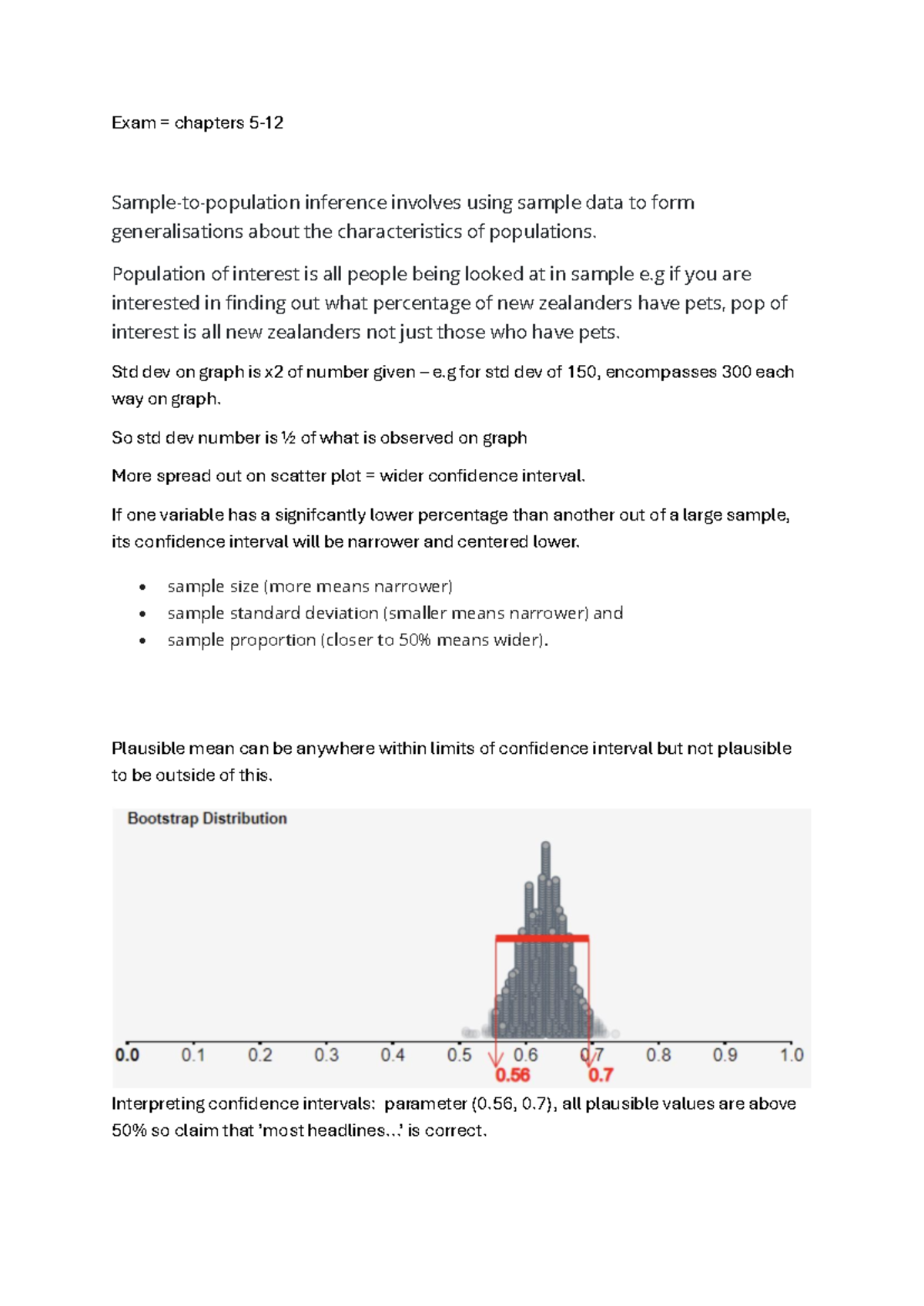 Stats notes for exam - Exam = chapters 5- 12 Sample-to-population ...