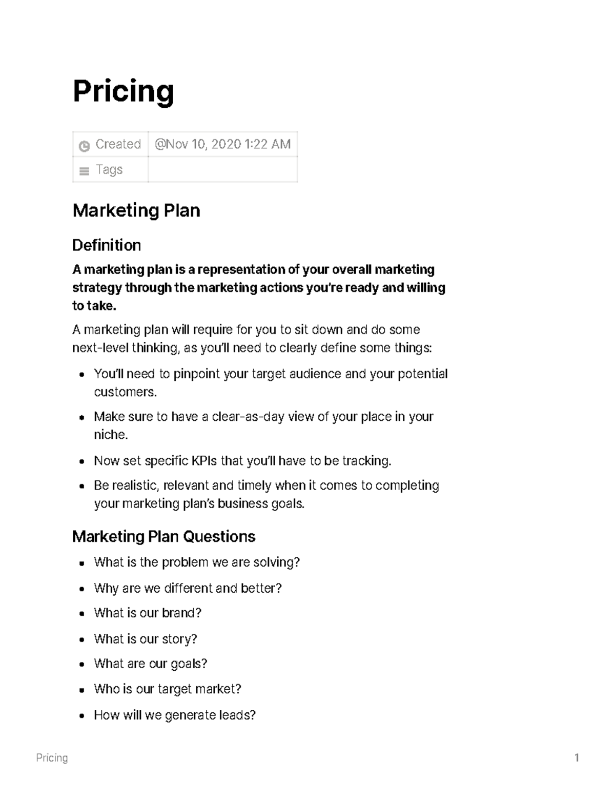 ENTR 413 (Ted Dacko): Pricing - Pricing Created Tags Marketing Plan ...
