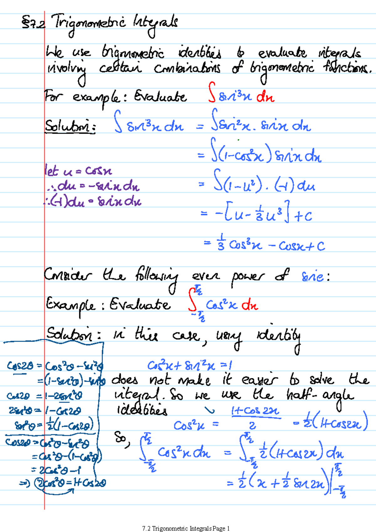 7.2 Trigonometric Integrals(10Aug) - 144 - Studocu