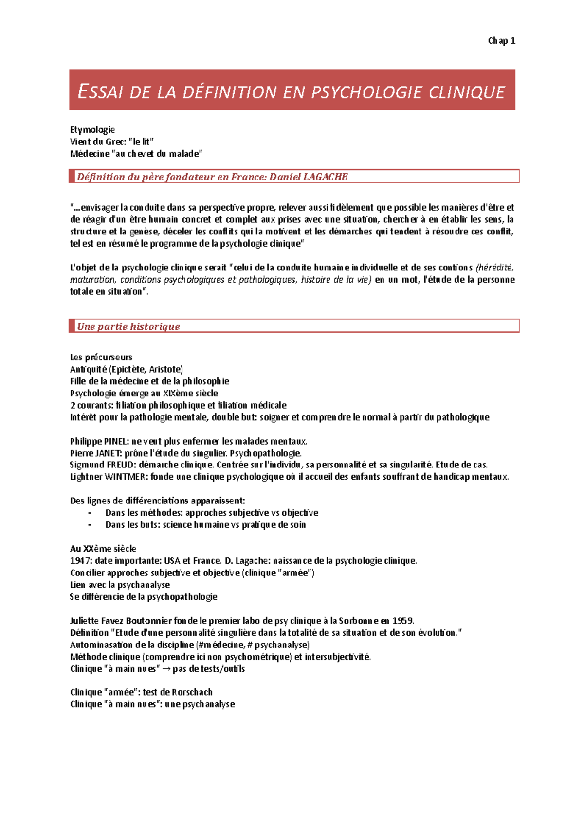 1-Essai de la définition en psychologie clinique - ESSAI DE LA ...