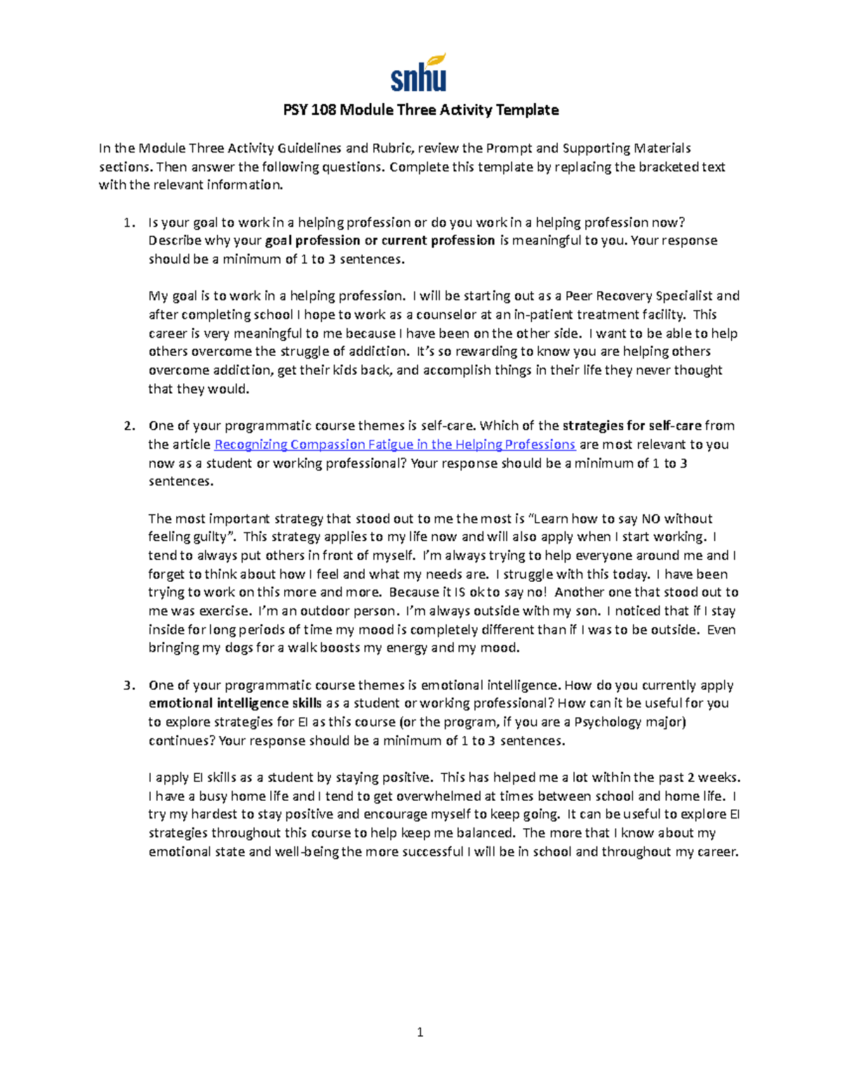 Module 3 Activity Template - PSY 108 Module Three Activity Template In ...