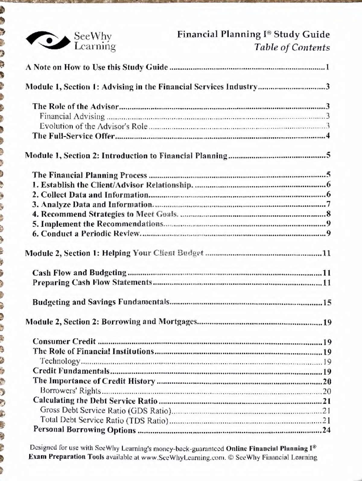 01. Financial Planning Essentials - Financial Planning I®Study Guide ...